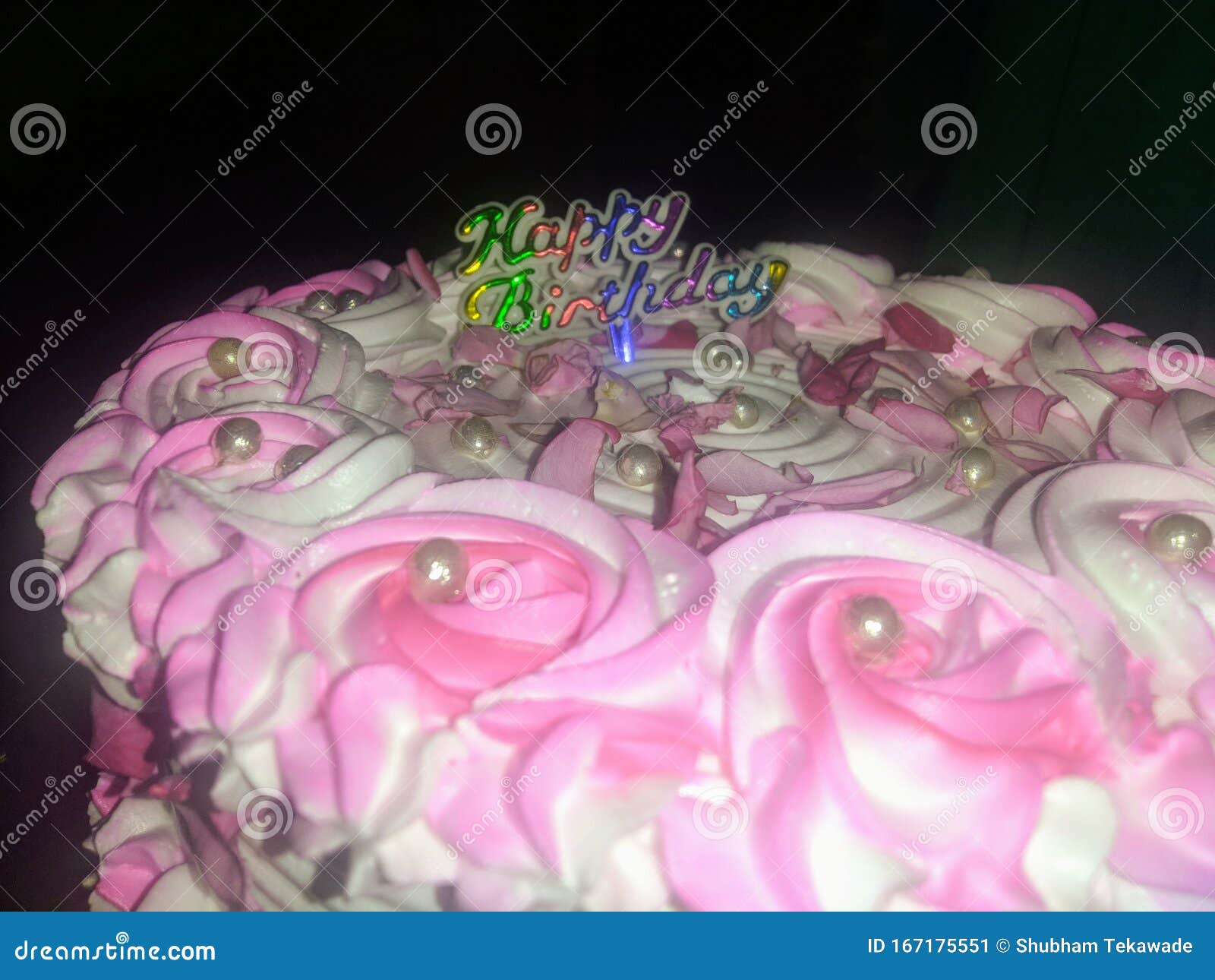Happy Birthday Cake Nice Rose Colors Stock Image - Image of rose ...