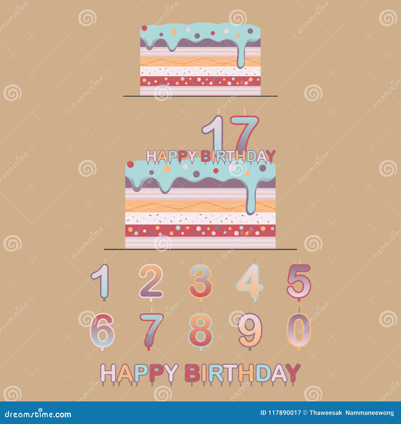 Happy Birthday Cake with Number Candle Celebration Vector Stock Vector ...