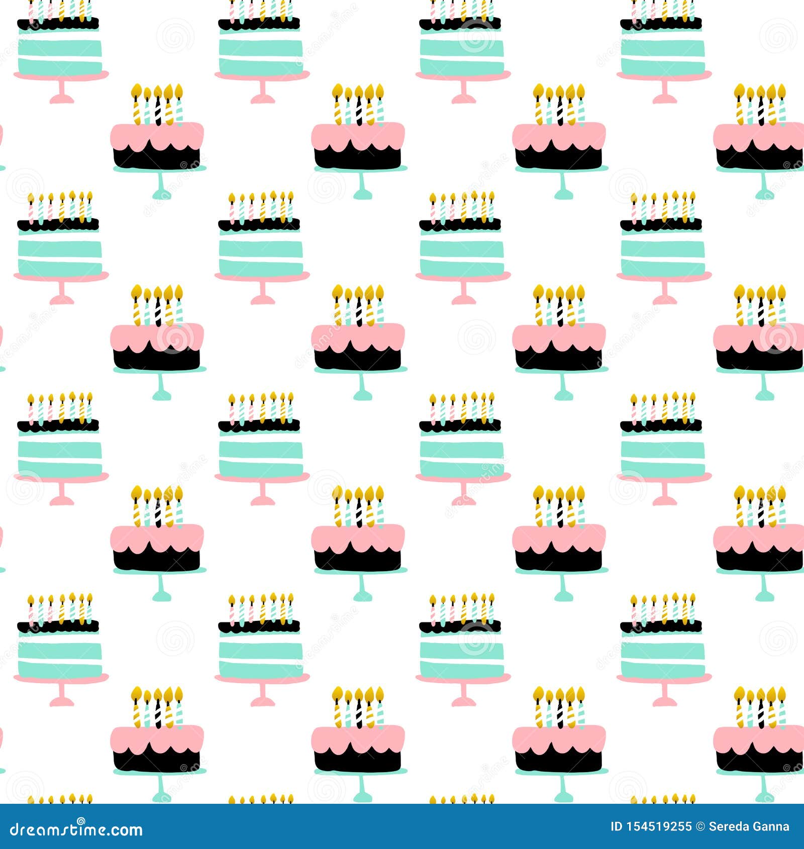 Happy Birthday Cake Seamless Pattern Vector Illustration ...