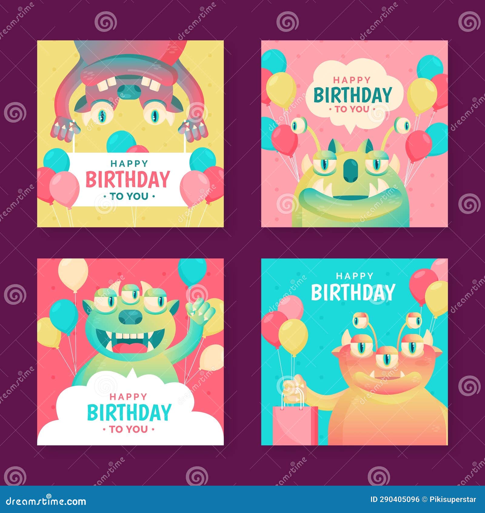 Happy Birthday Card Collection Vector Design Illustration Stock Vector ...