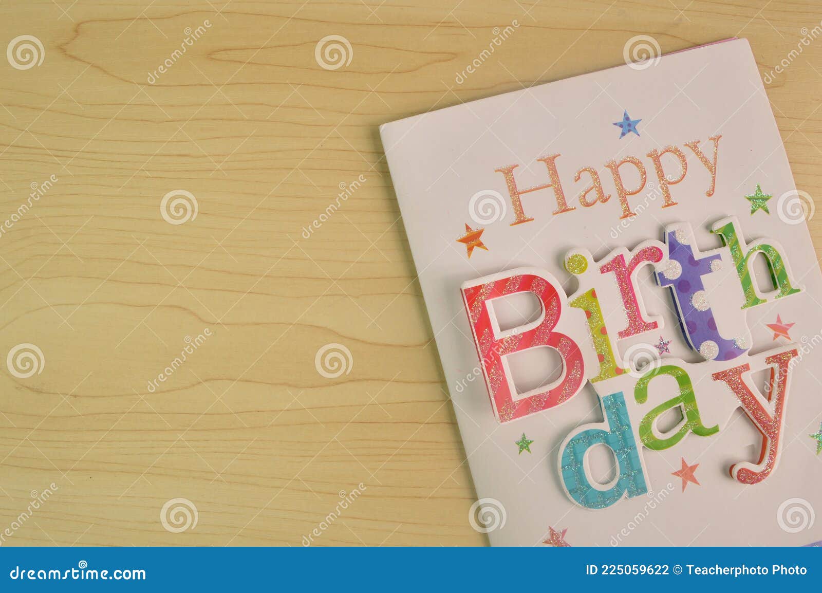 Happy Birthday Card with Colorful Decorations on the Table Stock Photo ...