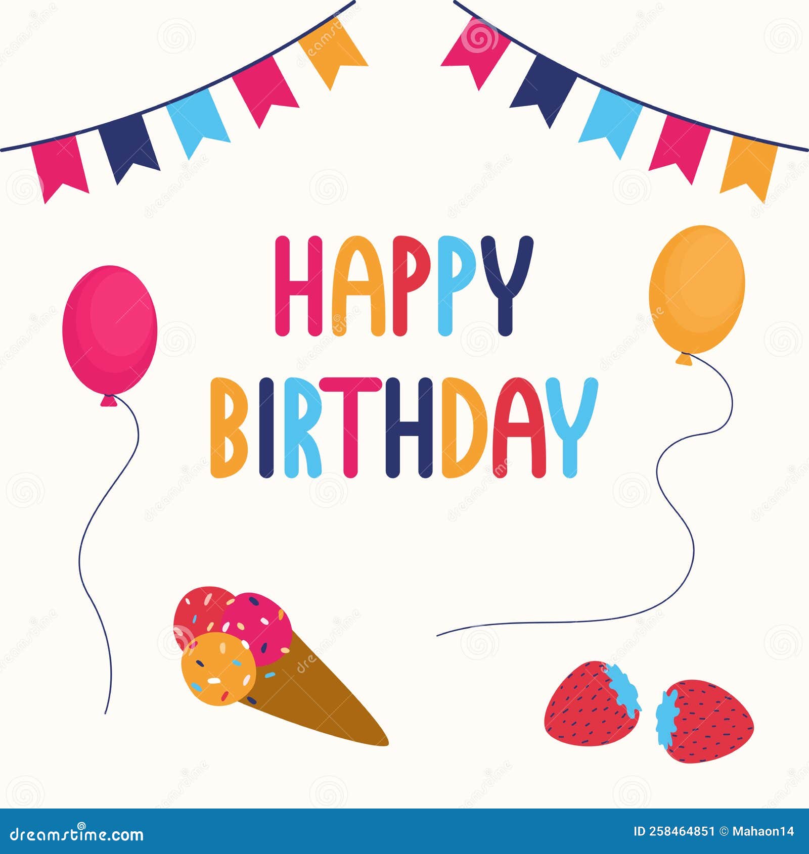 Happy birthday card stock vector. Illustration of cream - 258464851