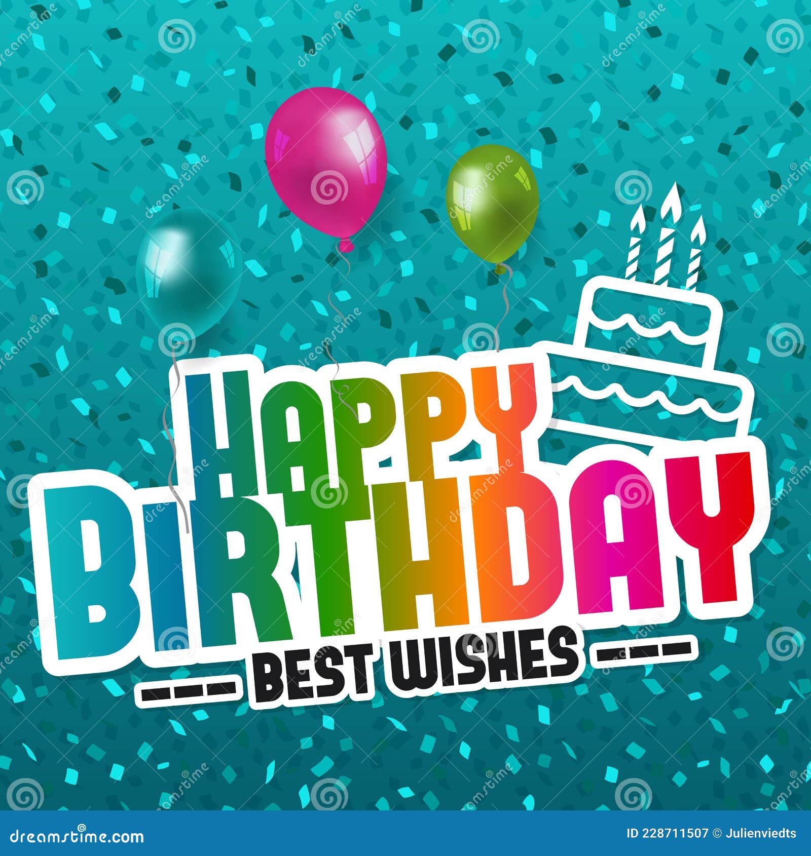 Happy Birthday. Birthday Card with Confetti and Balloons Stock ...