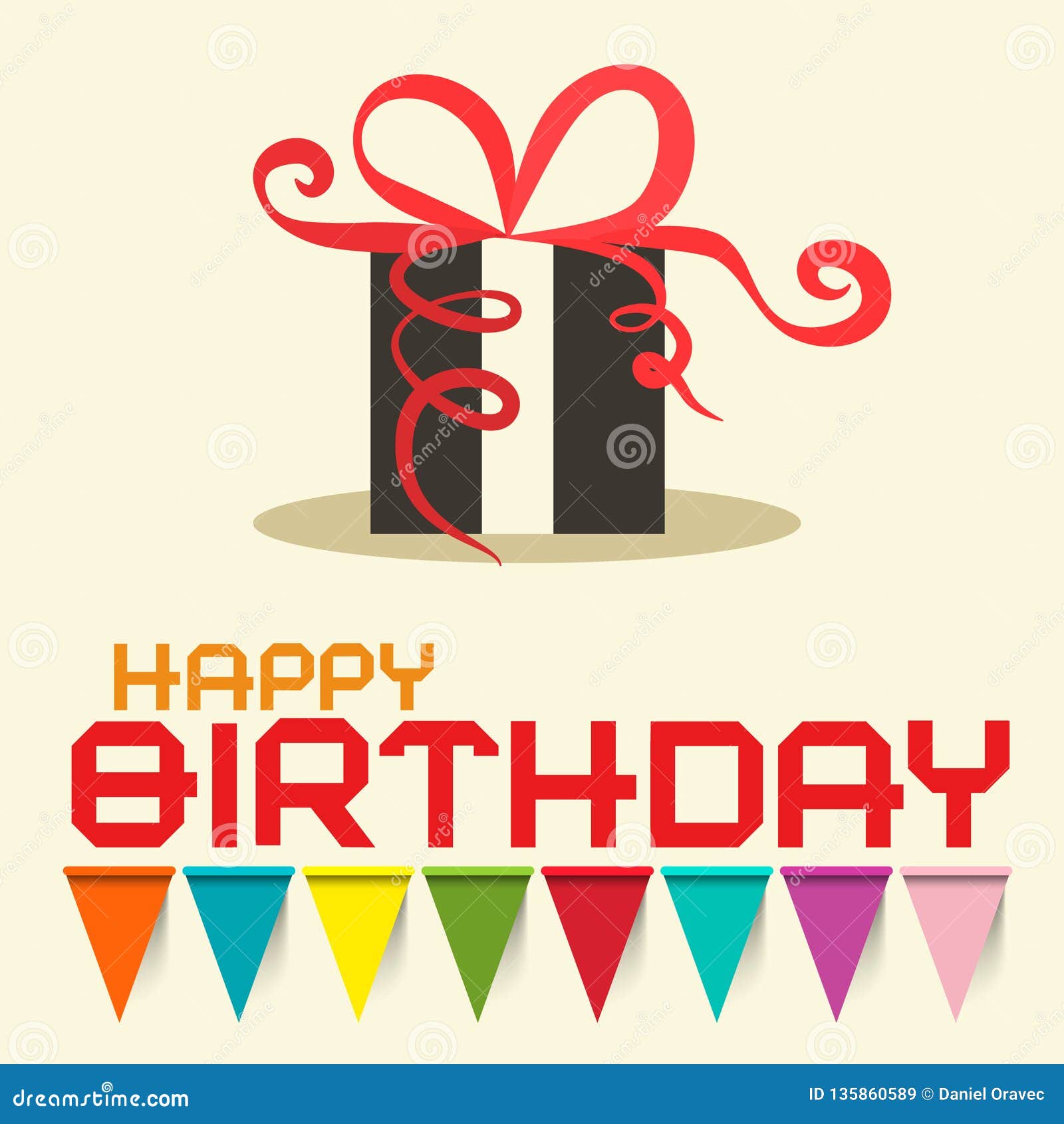 Happy Birthday Card with Gift Box Design Stock Vector - Illustration of ...