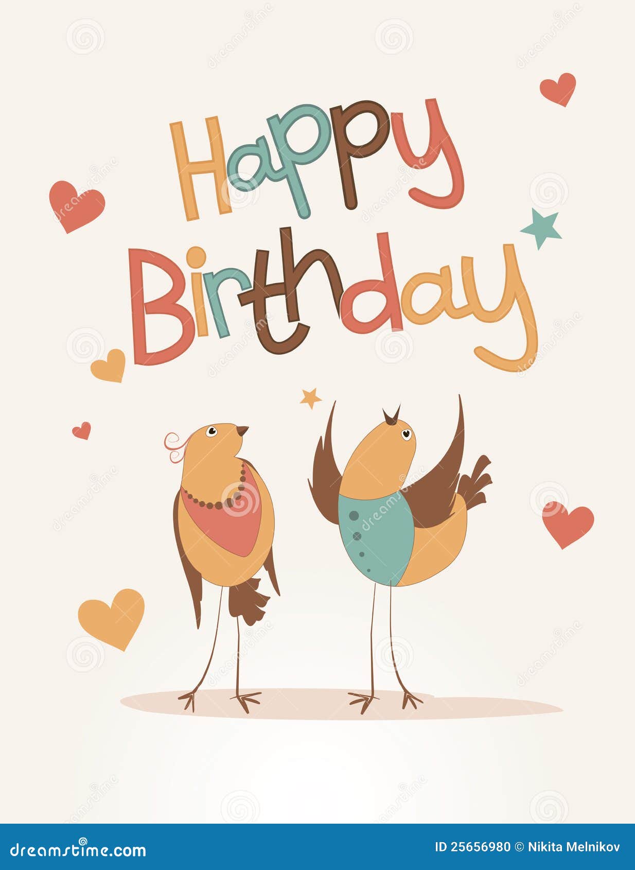 Happy Birthday Card With Love Bird Stock Photo - Image: 25656980