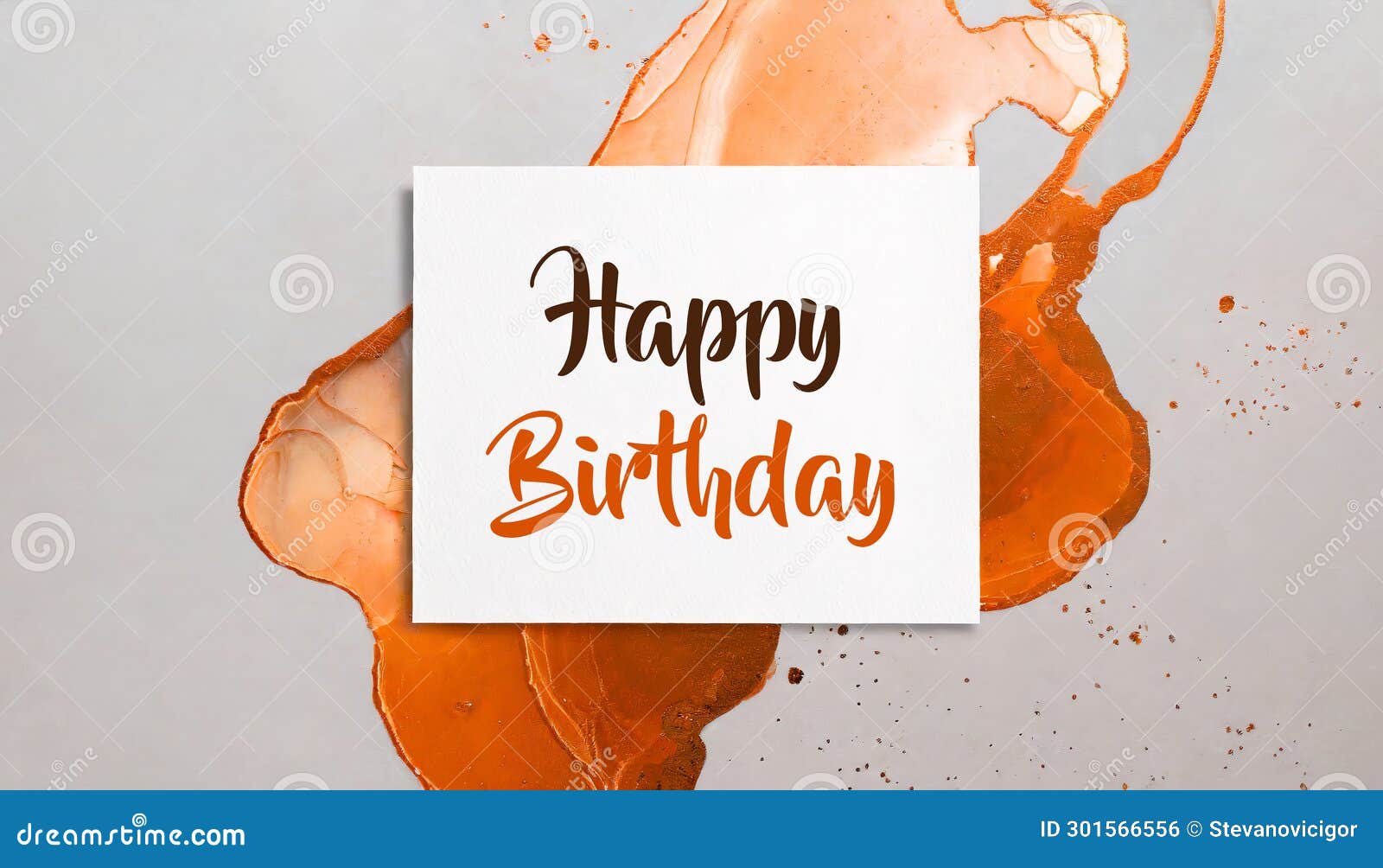 Happy Birthday Card Note on Muted Orange Design Background, Stock ...