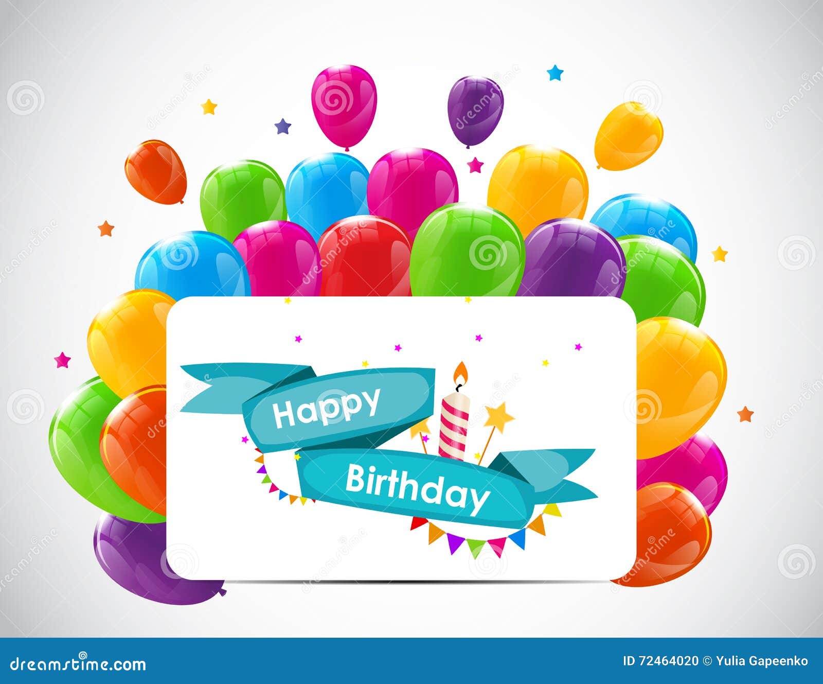 Happy Birthday Card Template with Balloons Vector Illustration Stock ...