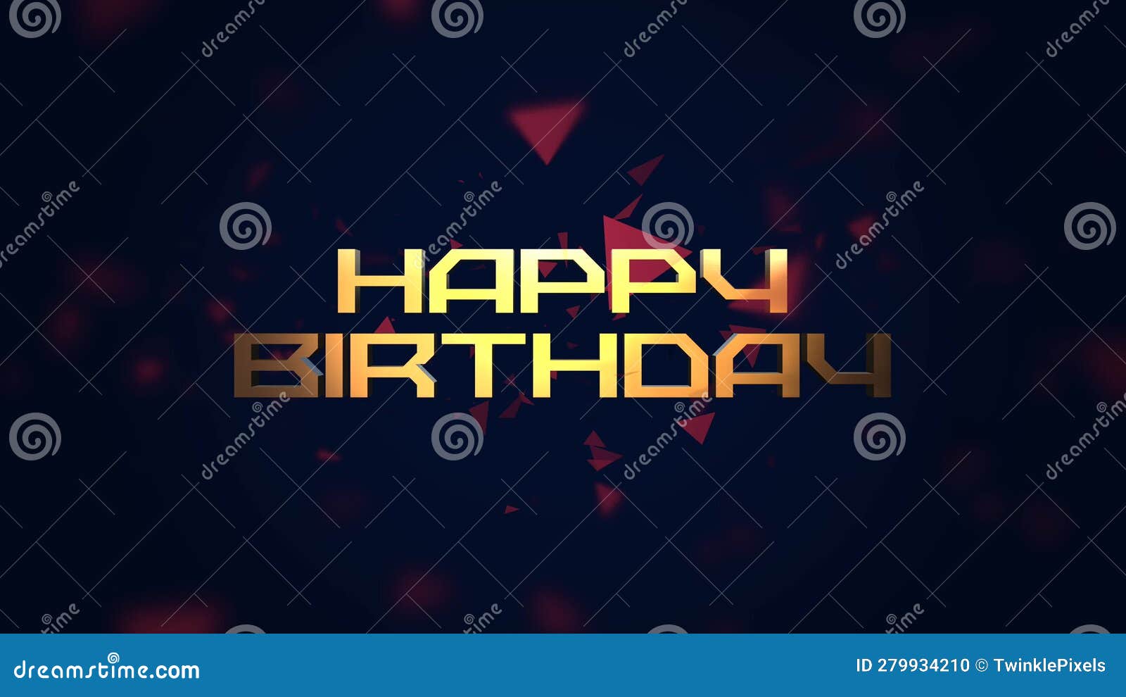 Happy Birthday Cartoon Text with Triangles Pattern on Blue Gradient ...
