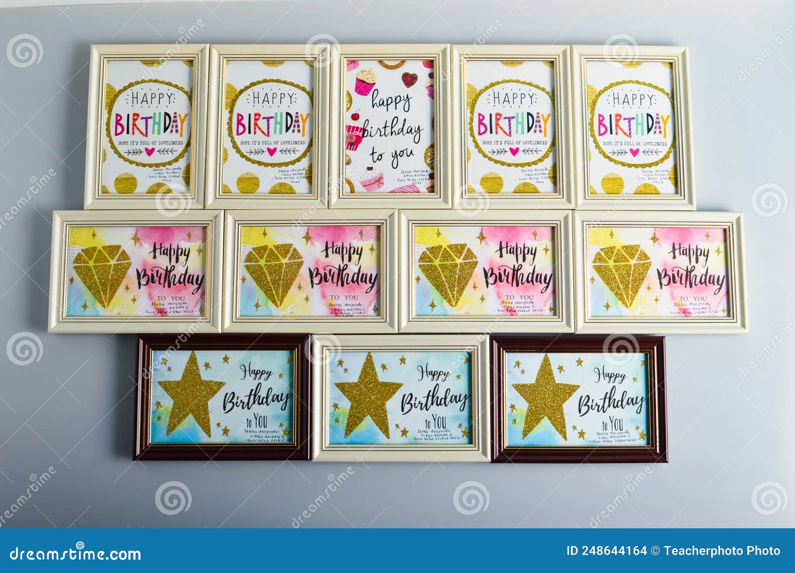 Happy Birthday Celebration Card on Frames Displayed on the Table Stock ...