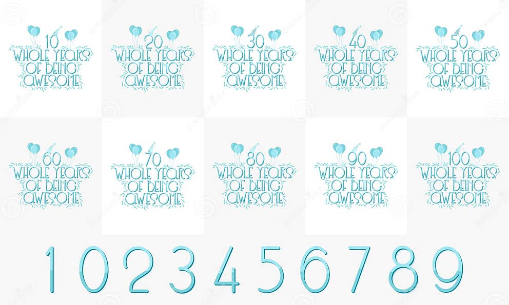 Happy Birthday Celebration Typography Design Bundle. 10th, 20th, 30th ...