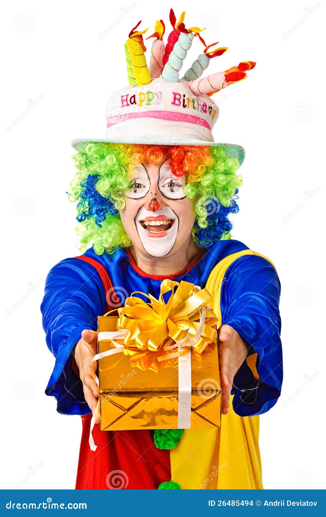 Happy Birthday Clown with Gift Box. Stock Photo - Image of giving ...