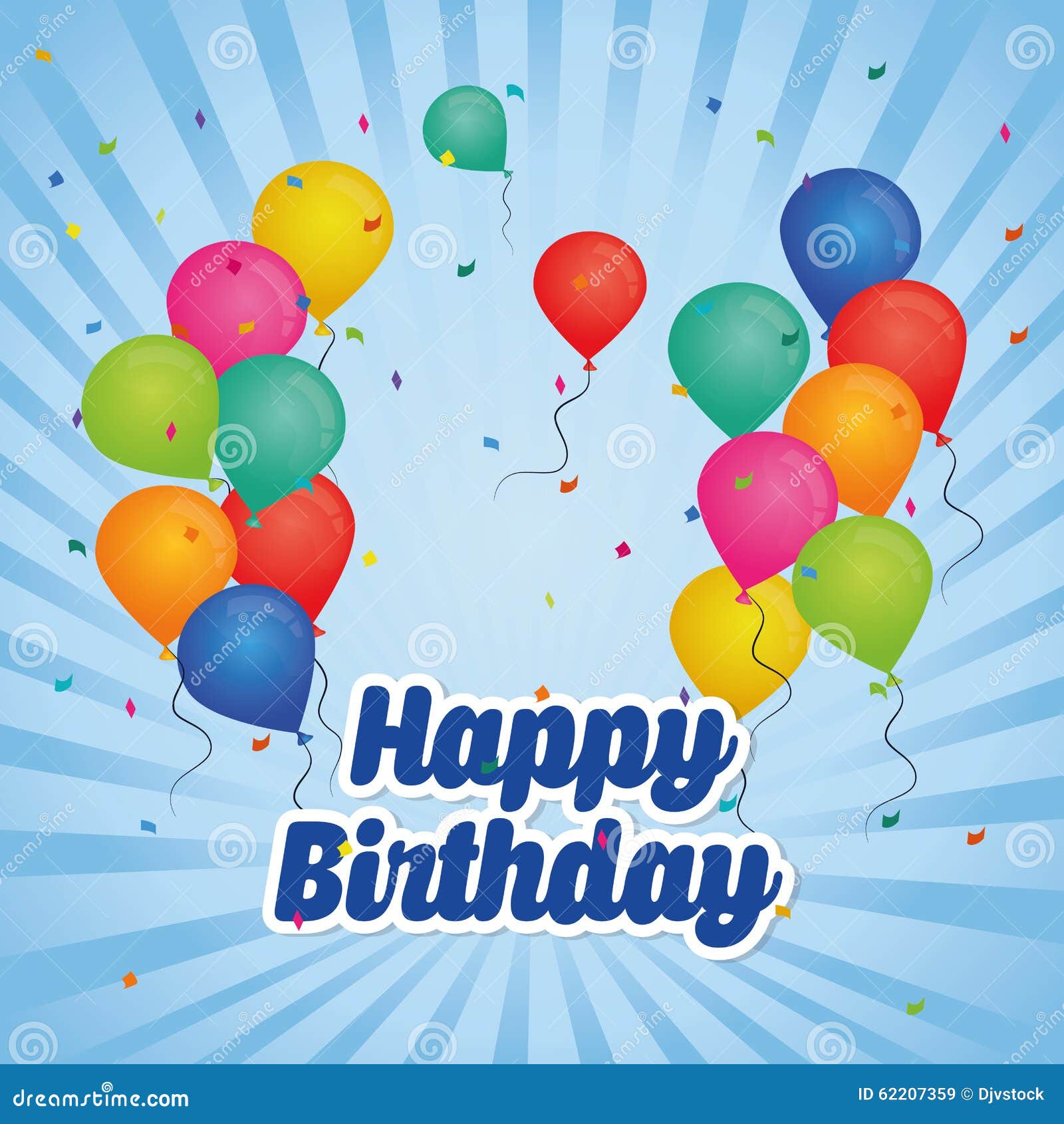 Happy Birthday Colorful Card Stock Vector - Illustration of invitation ...