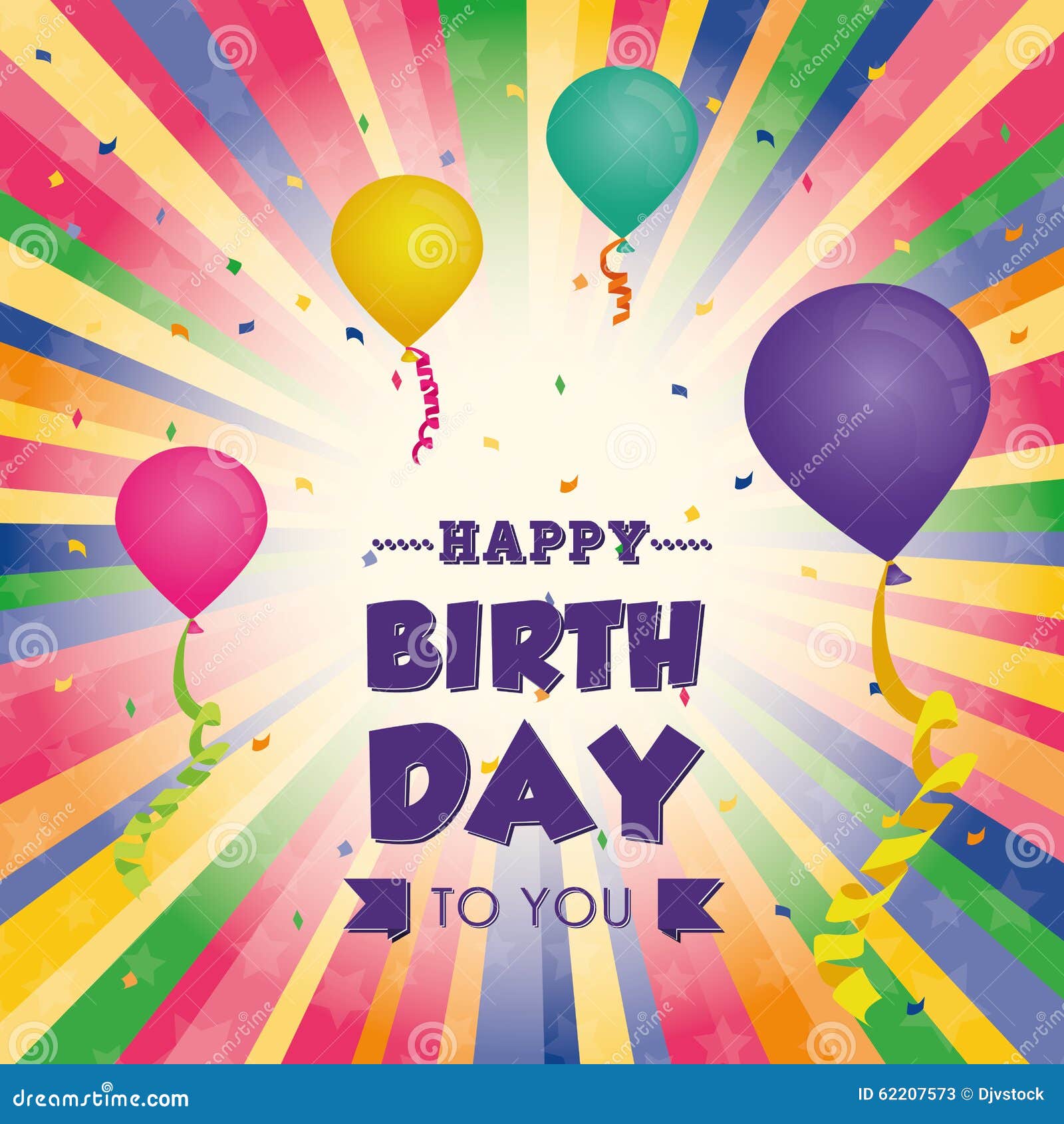 Happy Birthday Colorful Card Stock Vector - Illustration of gift ...