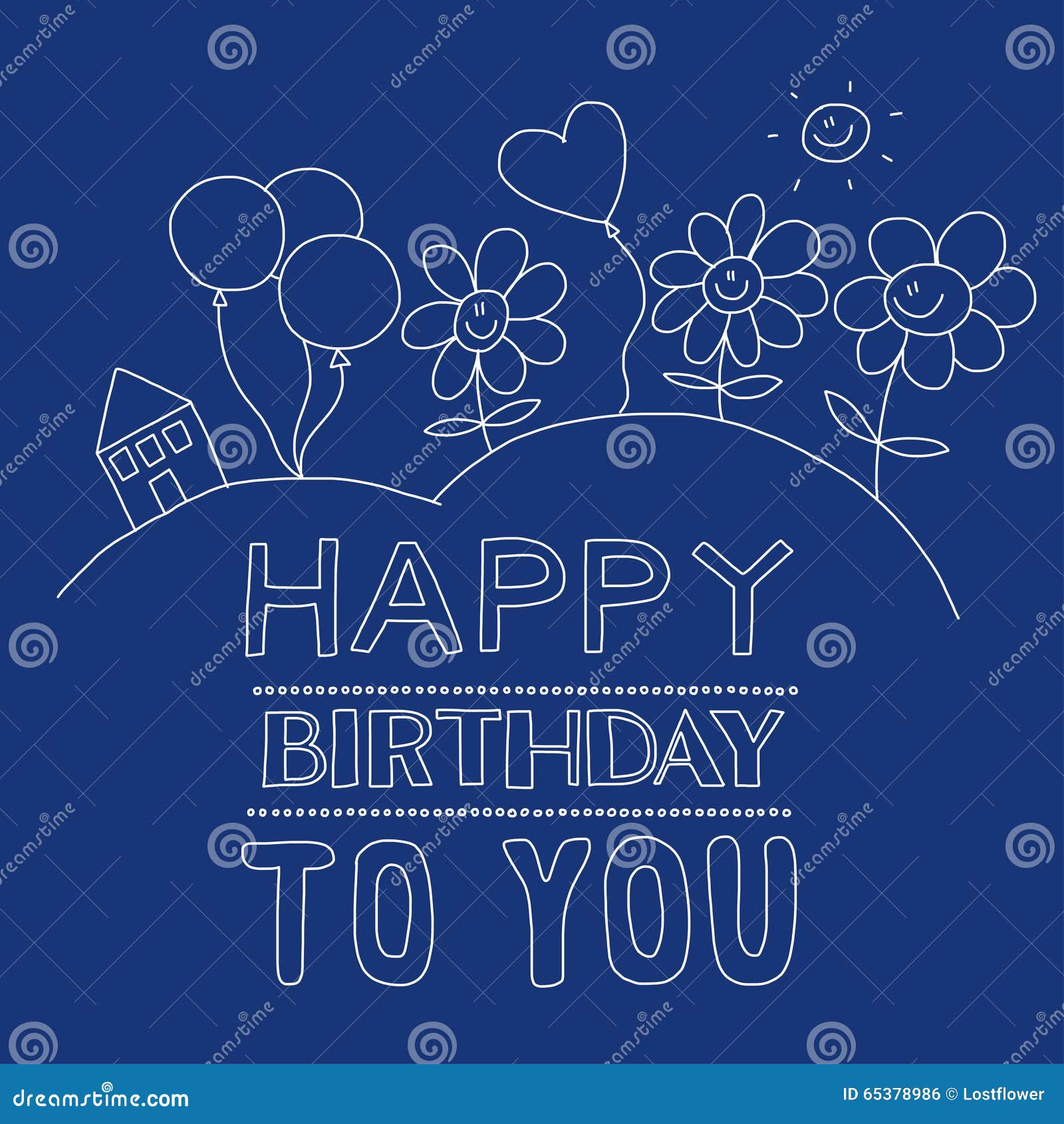 Happy Birthday. Colorful Hand Drawn Postcard Stock Vector ...