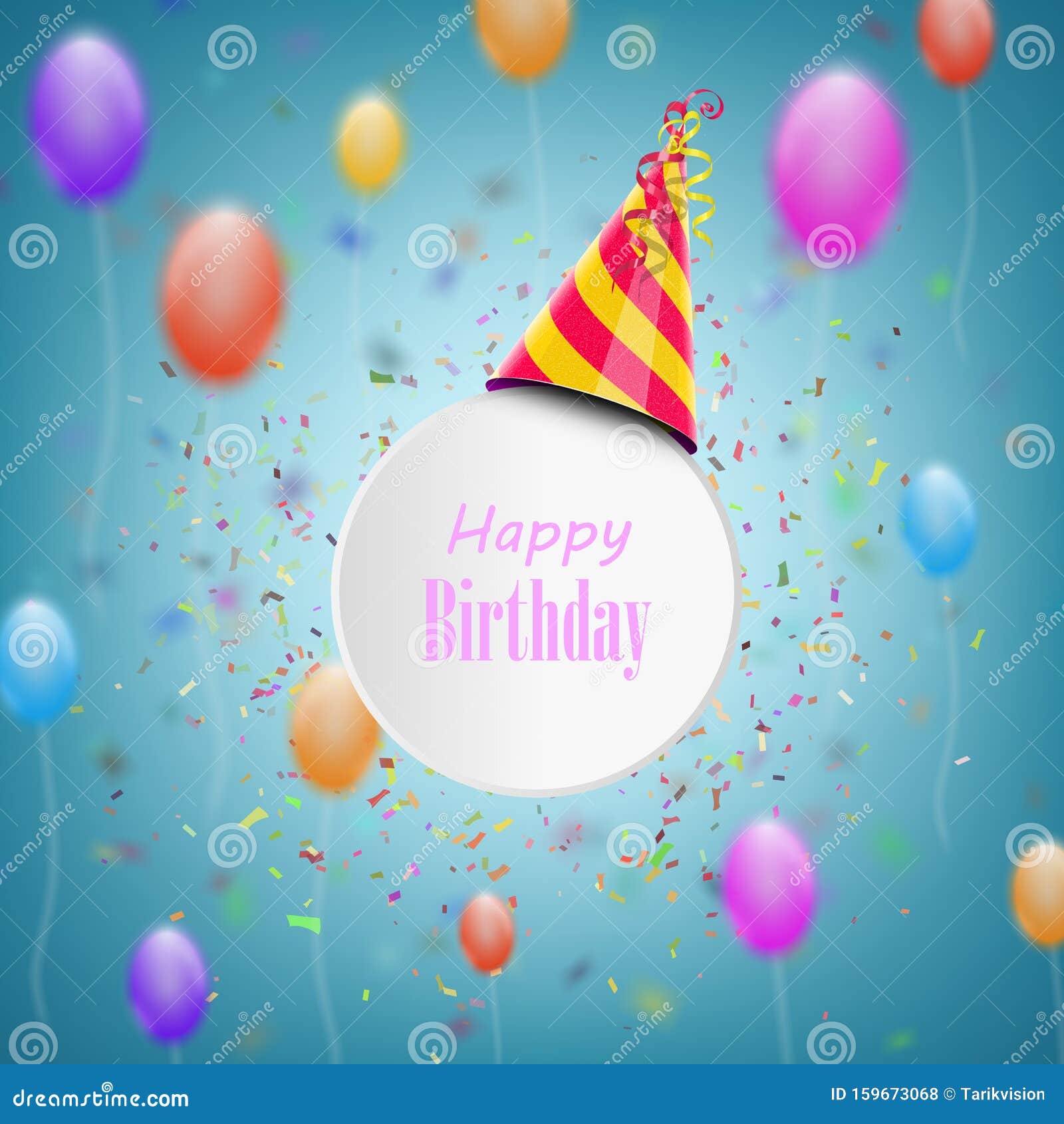 Happy Birthday Composition with Blurred Background. Vector Illustration ...