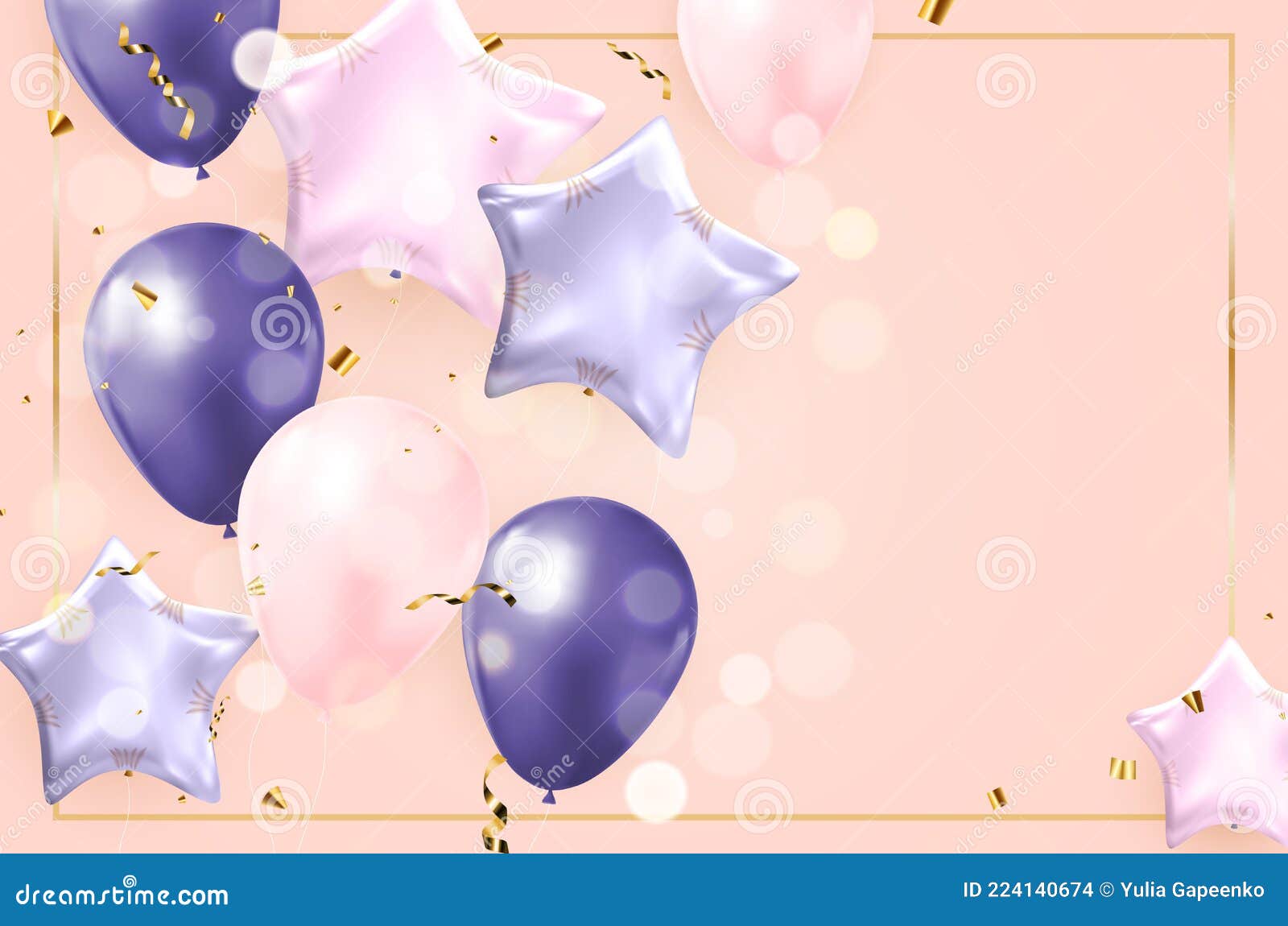 Happy Birthday Congratulations Banner Design With Confetti Balloons