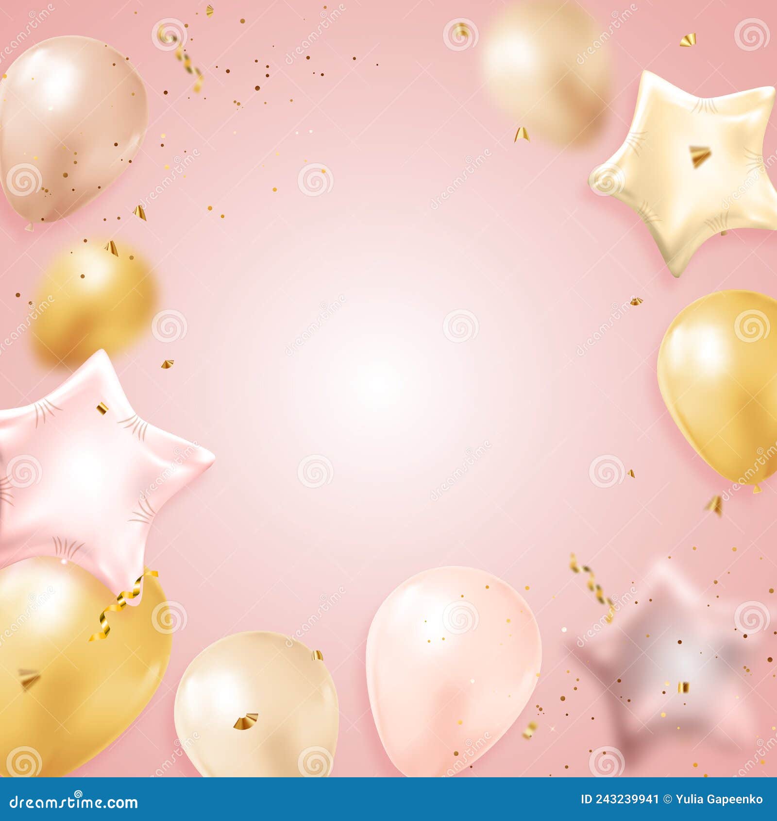 Happy Birthday Congratulations Banner Design With Confetti Balloons