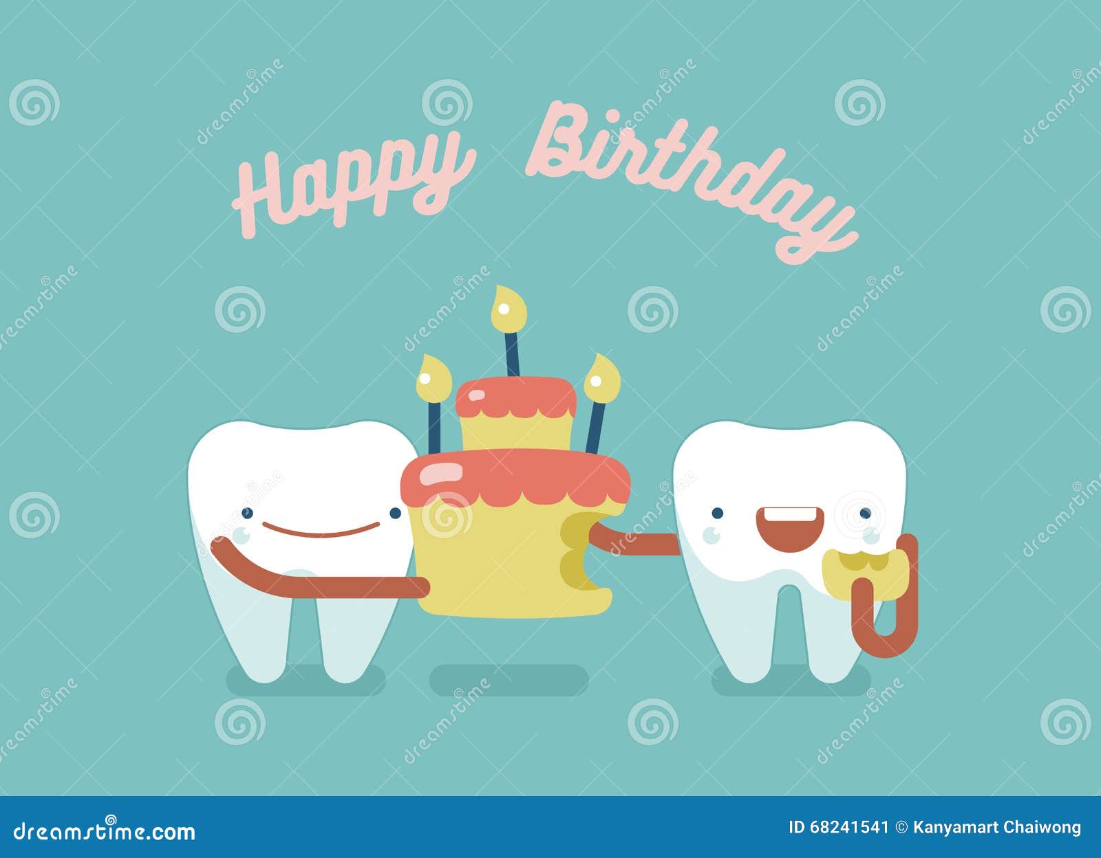 Happy Birthday Dental stock vector. Illustration of cute - 68241541