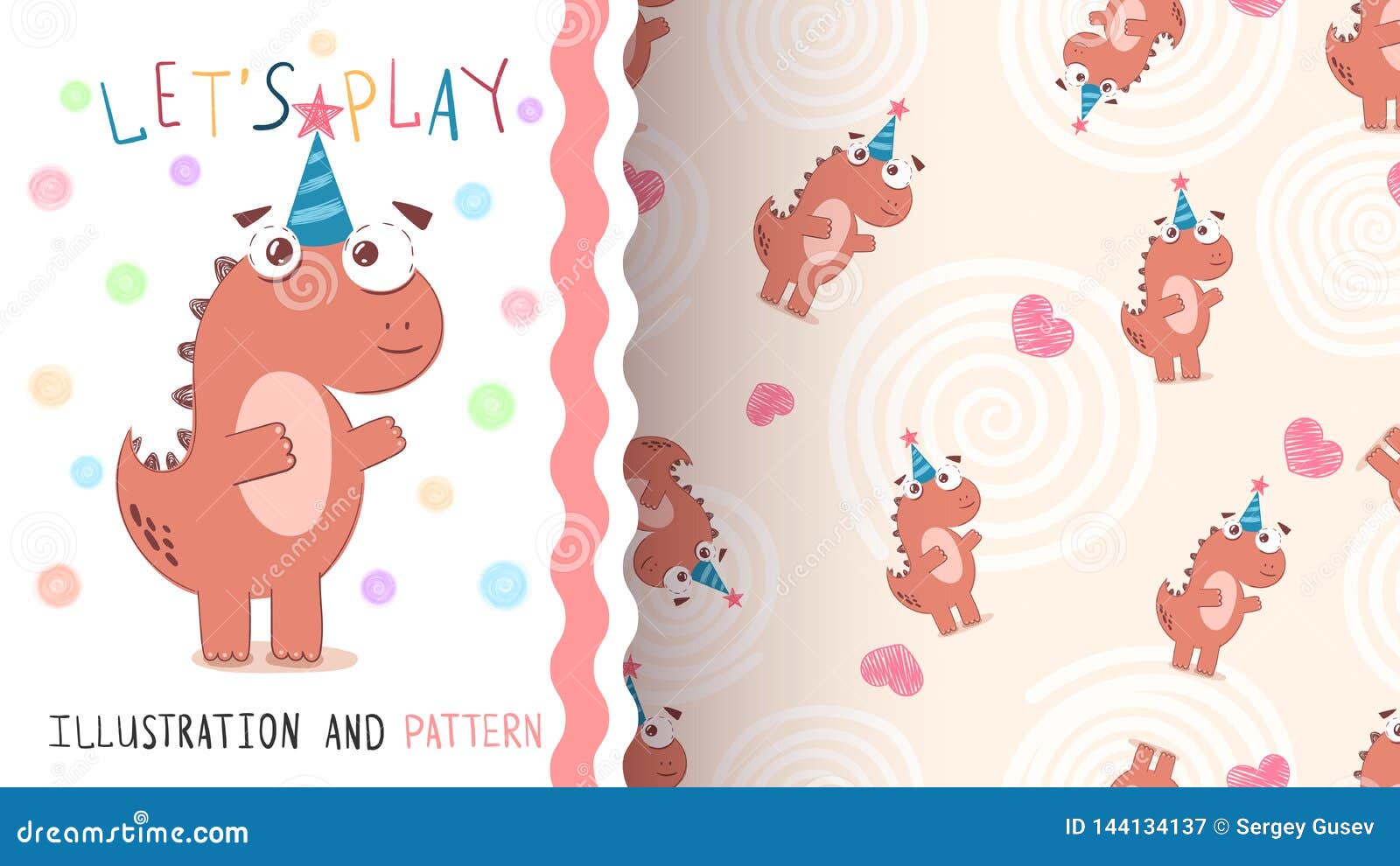 Happy Birthday Dinosaur - Seamless Pattern Stock Vector - Illustration ...