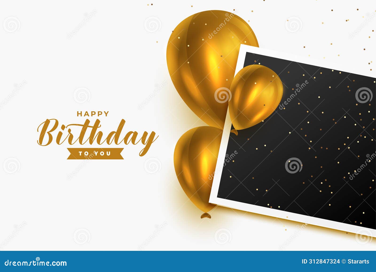 Happy Birthday Festive Invitation Poster with Empty Photo Frame Stock ...