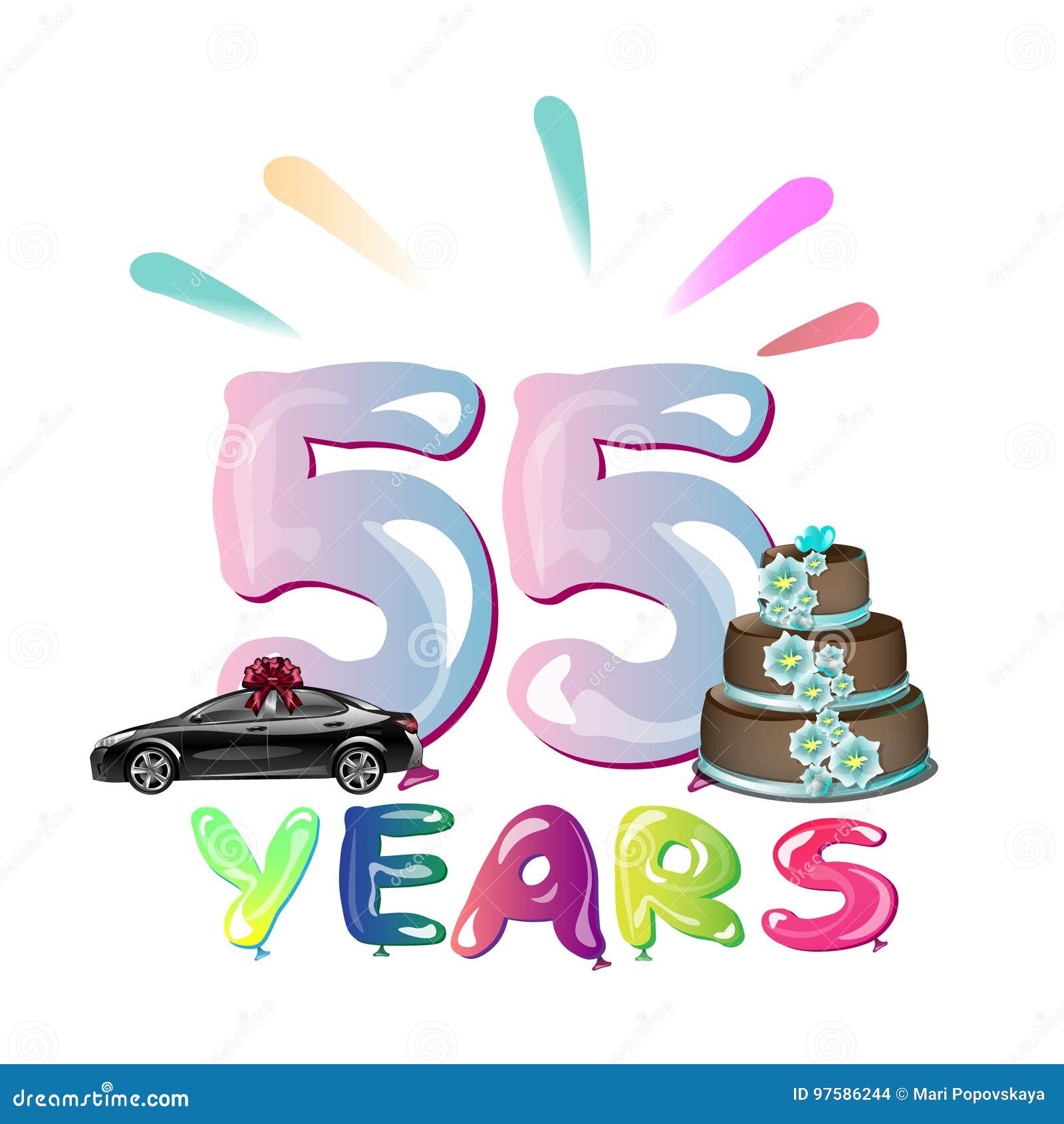 Fifty Five Anniversary, Minimalistic Logo. Fifty Fifth Years, 55th ...