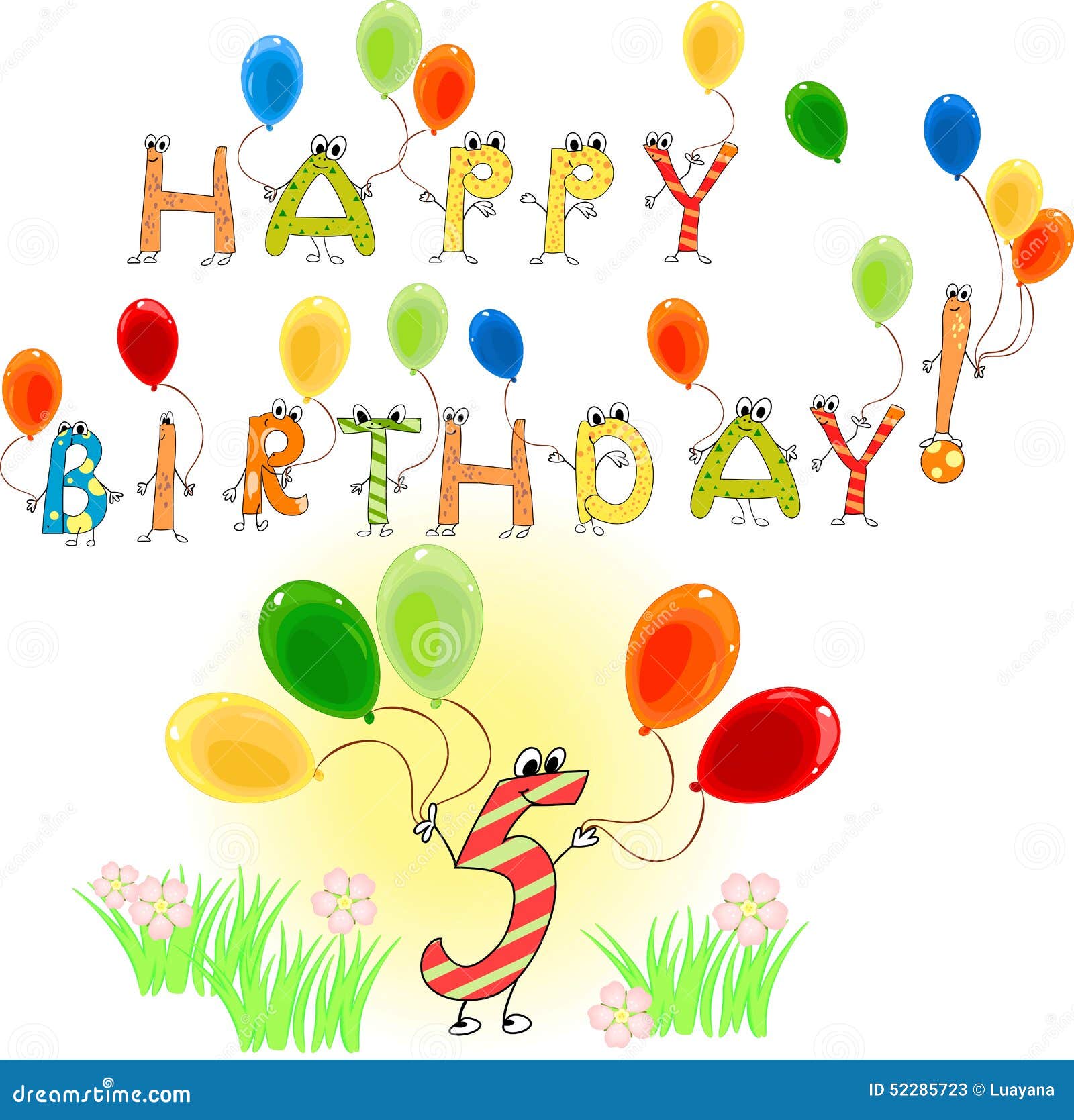 Happy Birthday five stock vector. Illustration of decoration - 52285723
