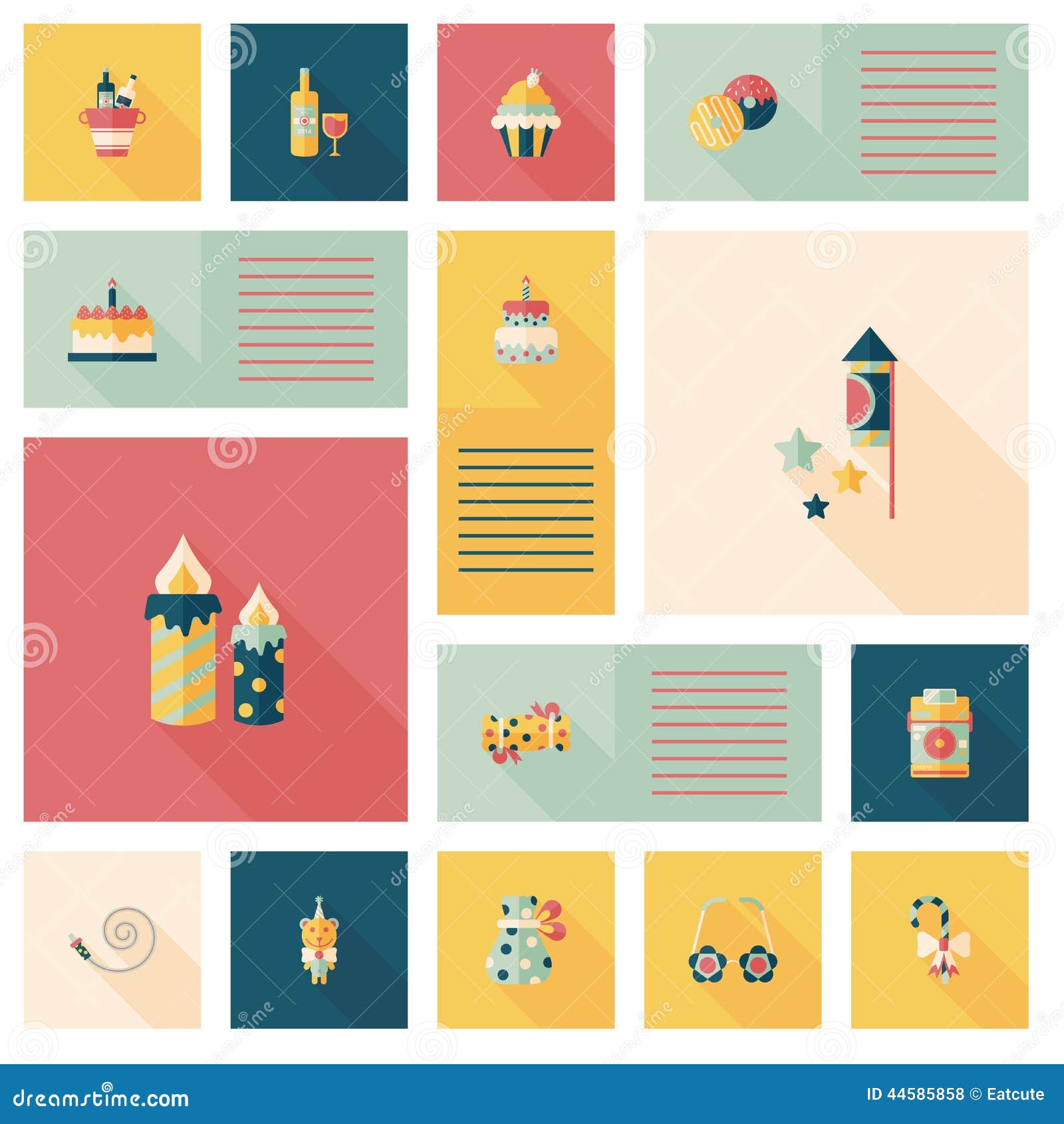 Happy Birthday Flat Ui Background , Eps10 Stock Vector - Illustration ...