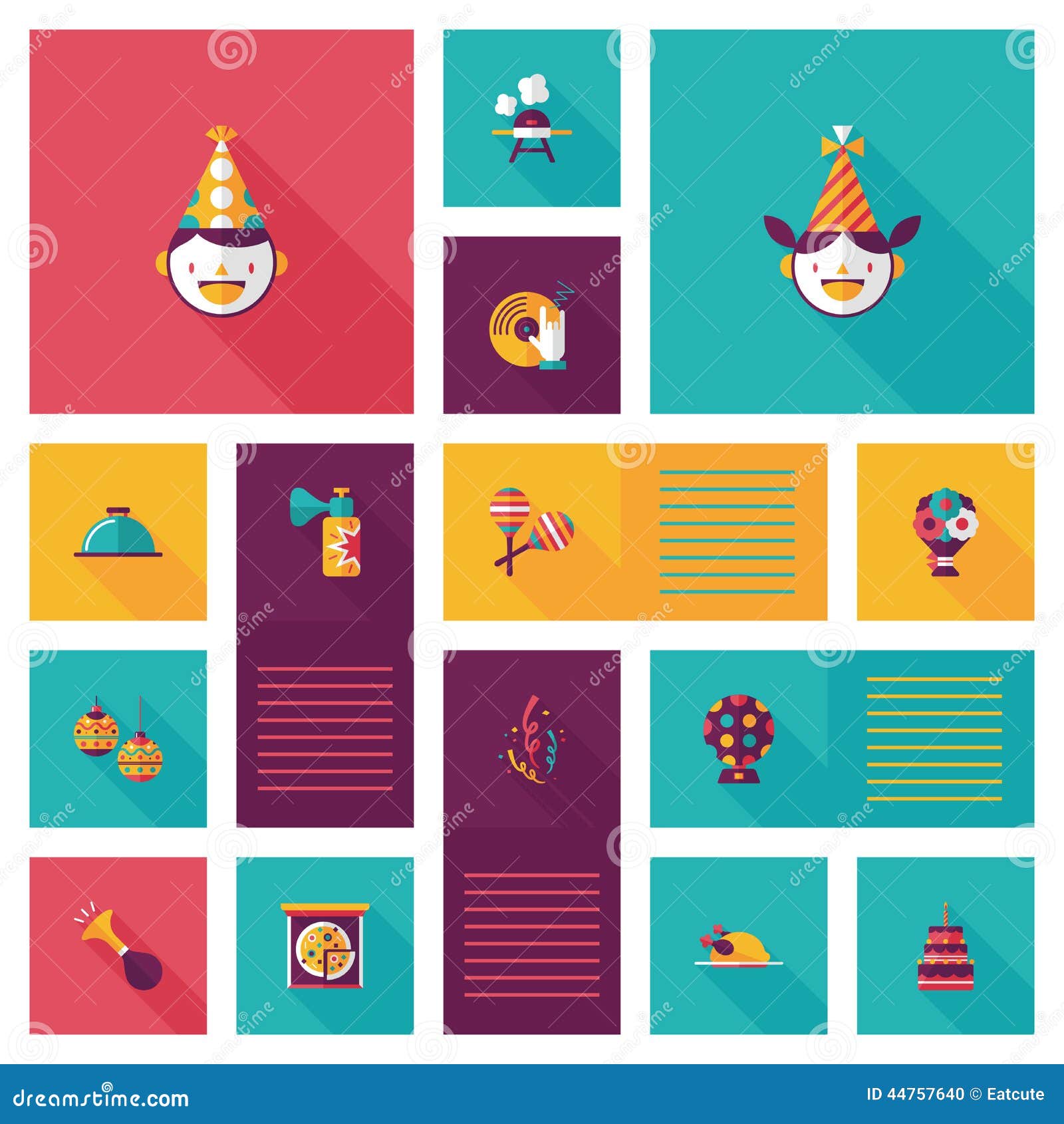 Happy Birthday Flat Ui Background , Eps10 Stock Illustration ...