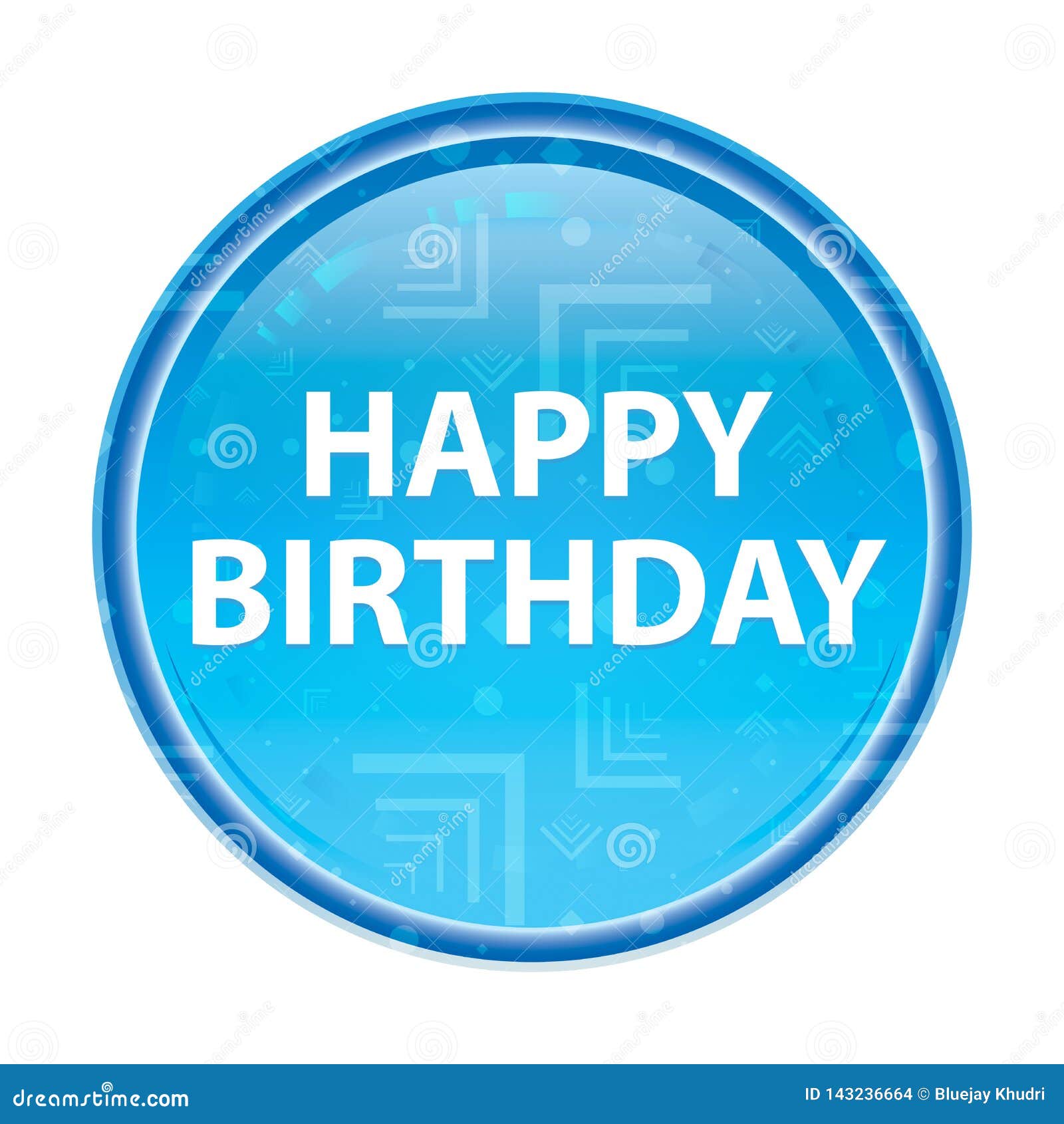 Happy Birthday Floral Blue Round Button Stock Illustration ...