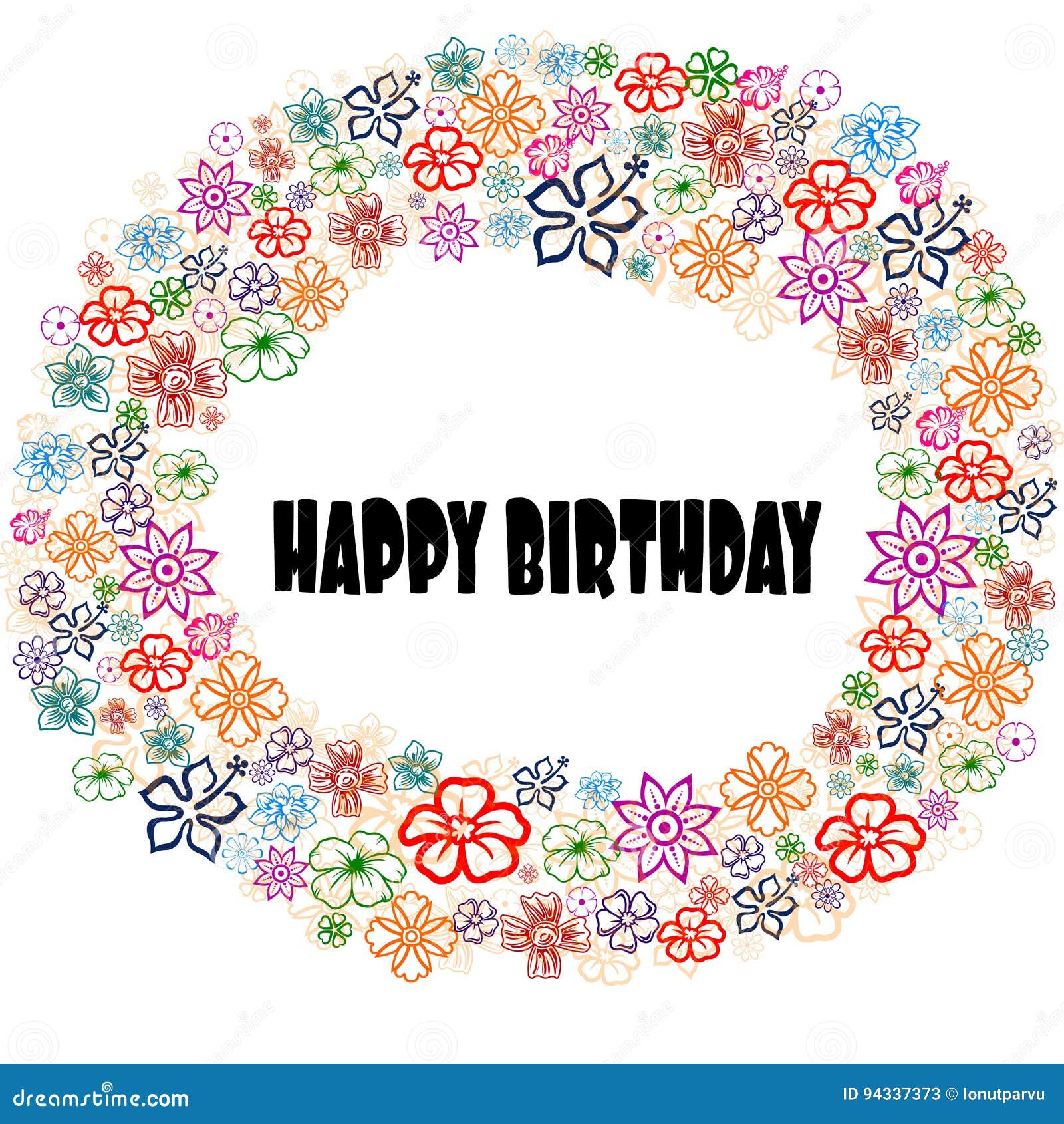 HAPPY BIRTHDAY in Floral Frame. Stock Illustration - Illustration of ...