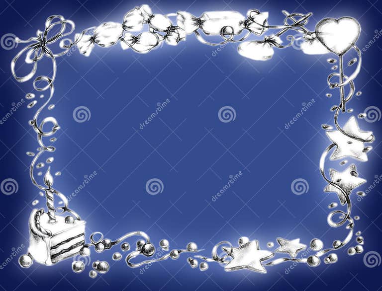 Happy Birthday Frame - Blue Stock Illustration - Illustration of ...