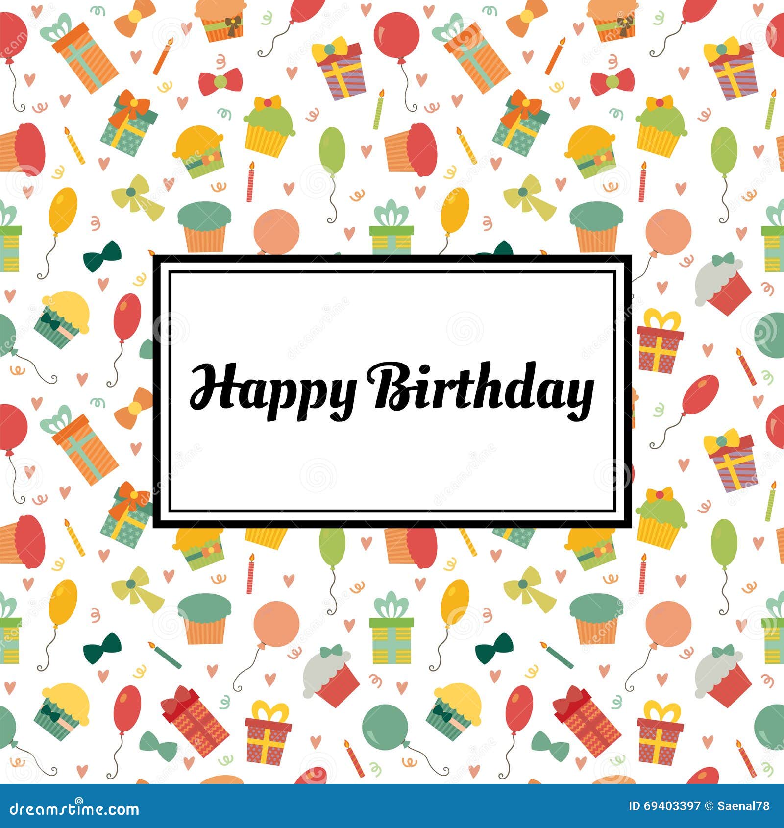 Happy Birthday Greeting Card. Cute Postcard Stock Vector - Illustration ...