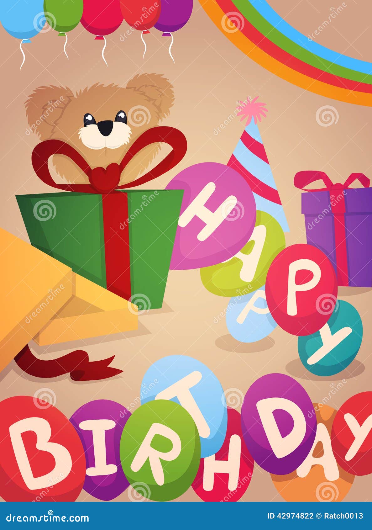 Happy Birthday Greeting Card Design Stock Vector - Illustration of ...