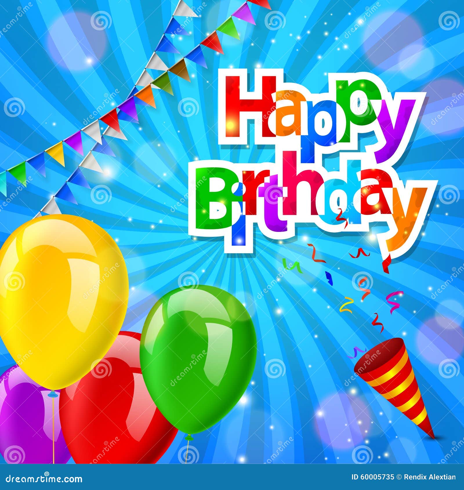 Happy Birthday Greeting Card with Exploding Confetti Popper Stock ...