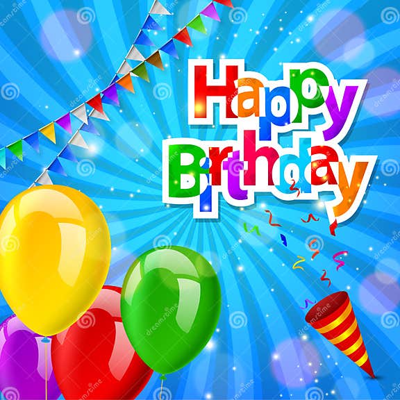 Happy Birthday Greeting Card with Exploding Confetti Popper Stock ...