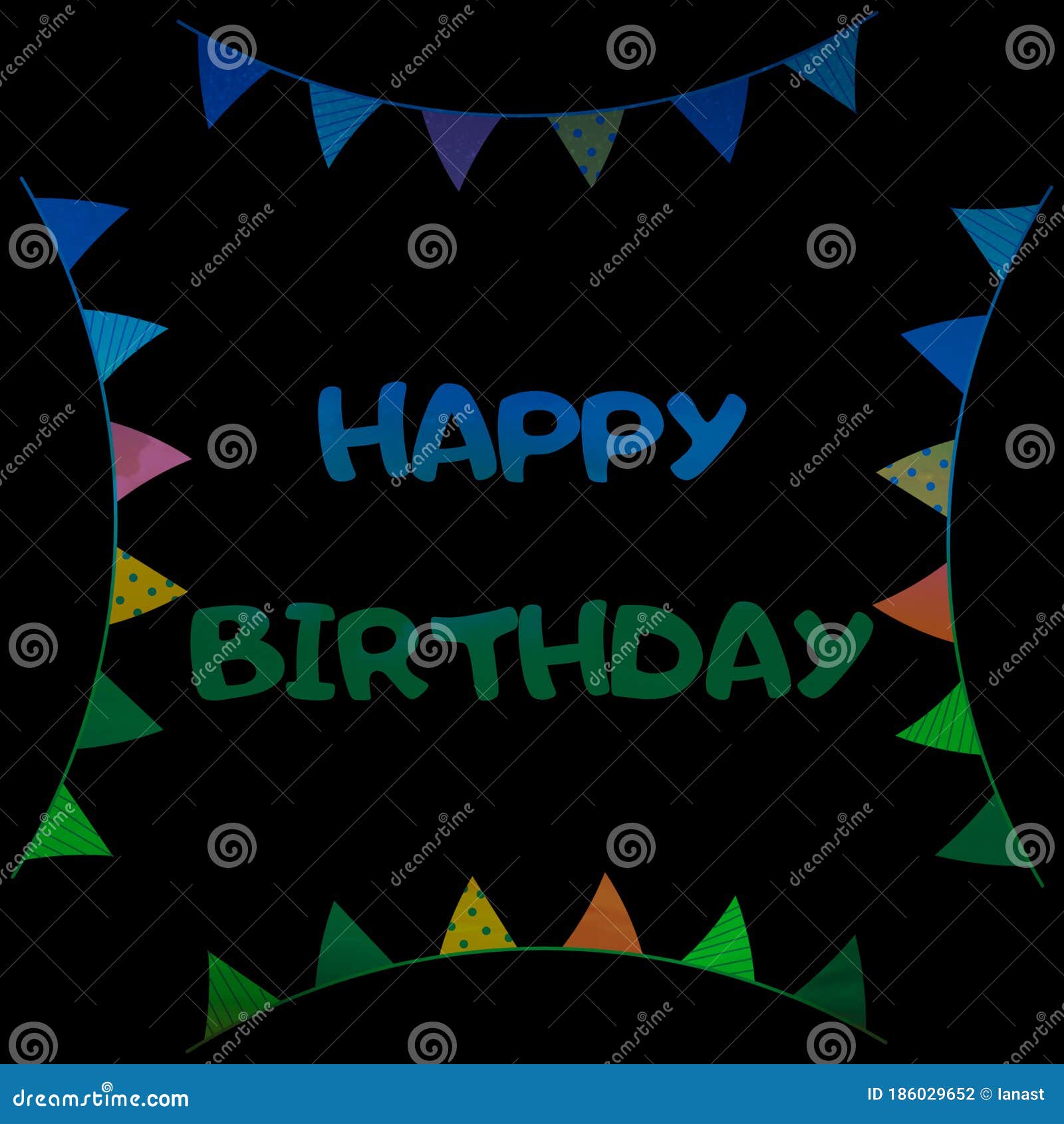 Happy Birthday Greeting Card with Flags Stock Illustration ...