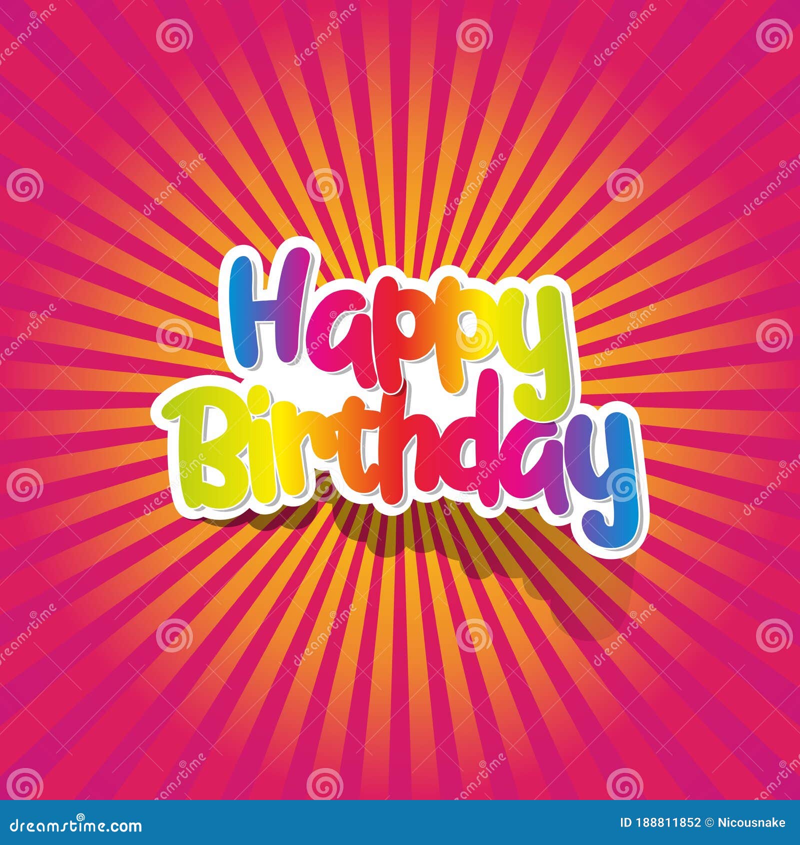 Happy Birthday Greeting Card with Rainbow Text Stock Illustration ...