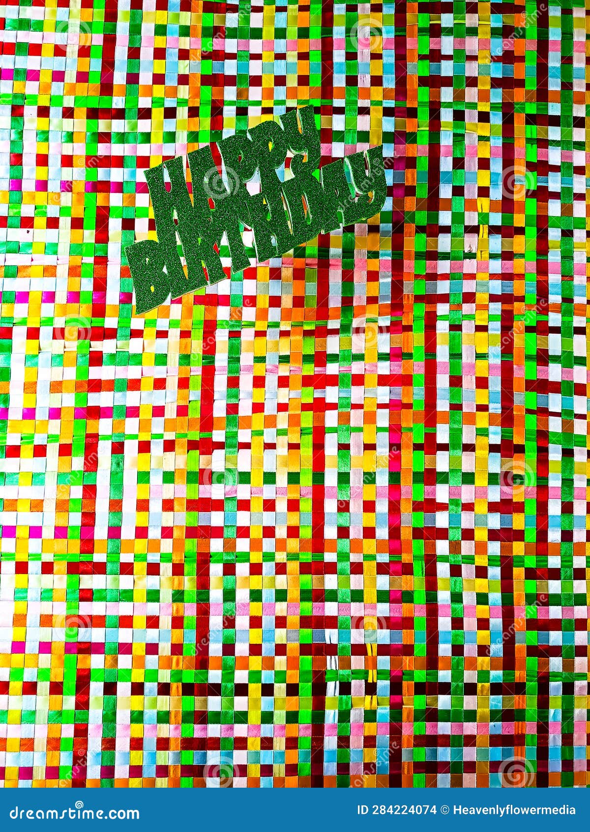 Happy Birthday Greeting in Green with Colourful Background Stock Photo ...