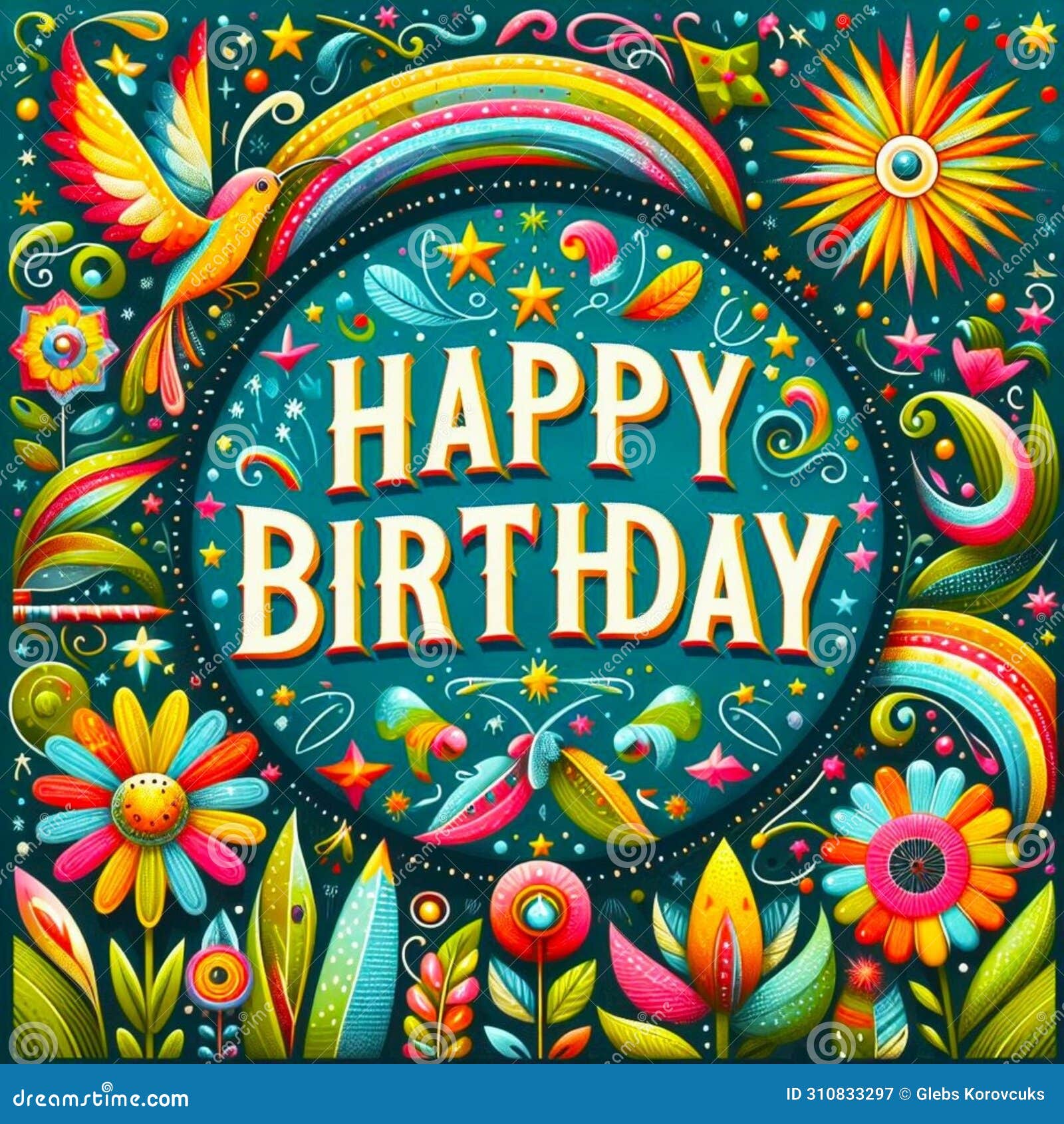 Happy Birthday Greeting Illustration Card Happy Birthday Stock