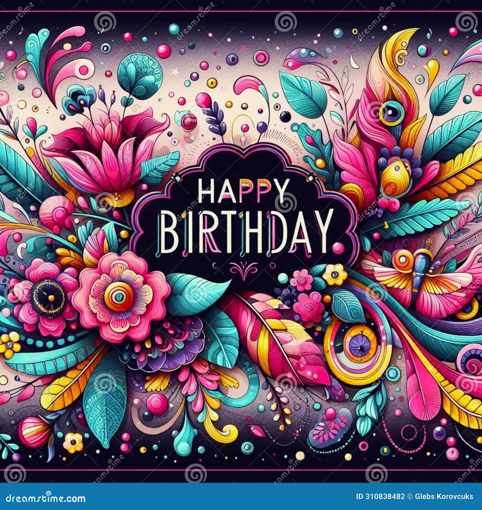 Happy Birthday Greeting Illustration Card Happy Birthday Stock