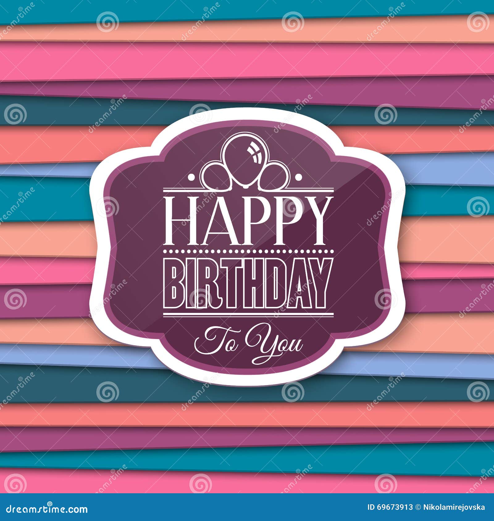 Happy Birthday Greetings with Label on Color Background. Vector. Stock ...