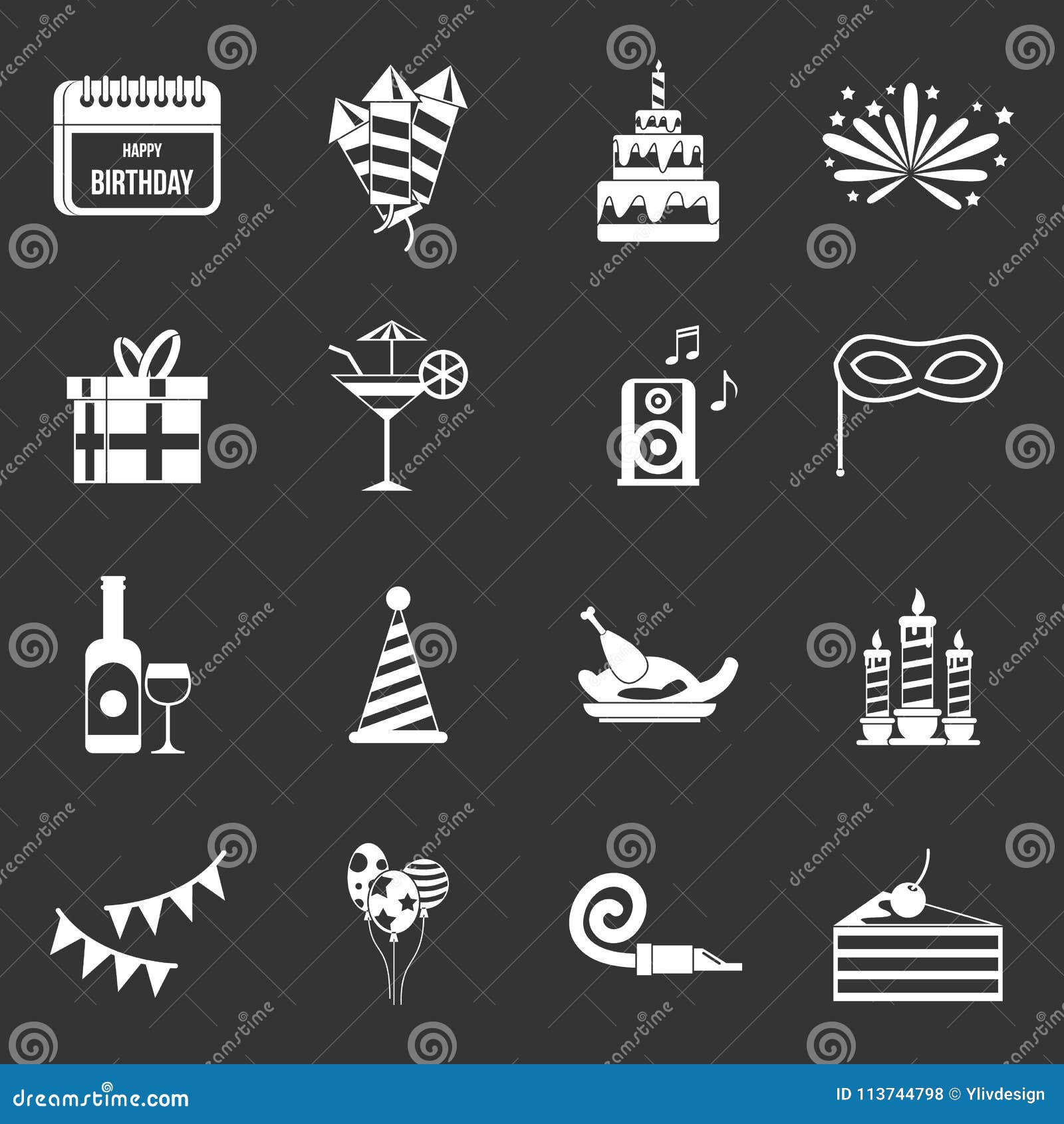 Happy Birthday Icons Set Grey Vector Stock Vector - Illustration of ... Happy Birthday Icons Set Grey Vector Stock Vector - Illustration of ...