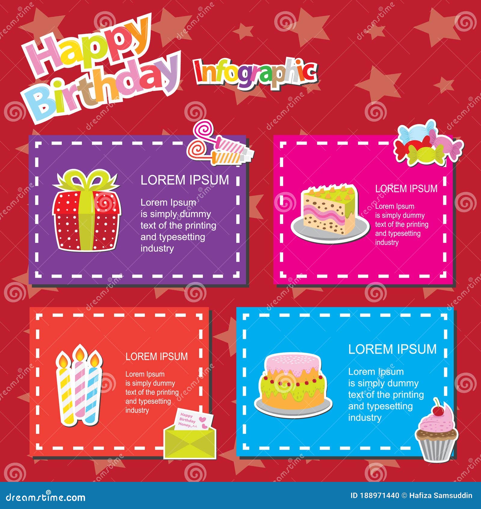Happy Birthday Infographic. Vector Illustration Decorative Design Stock ...