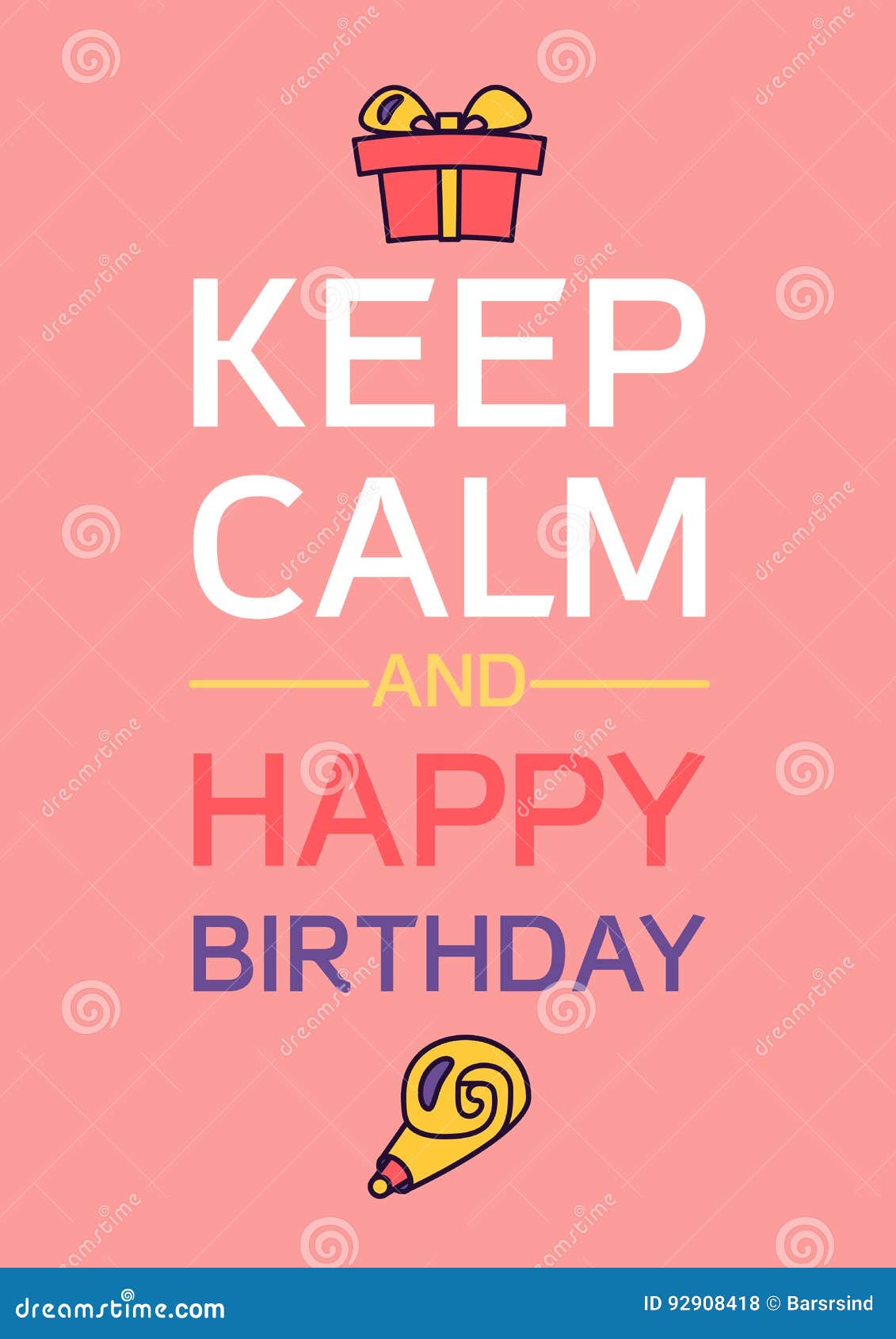 Happy Birthday and Keep Calm Stock Illustration - Illustration of ...