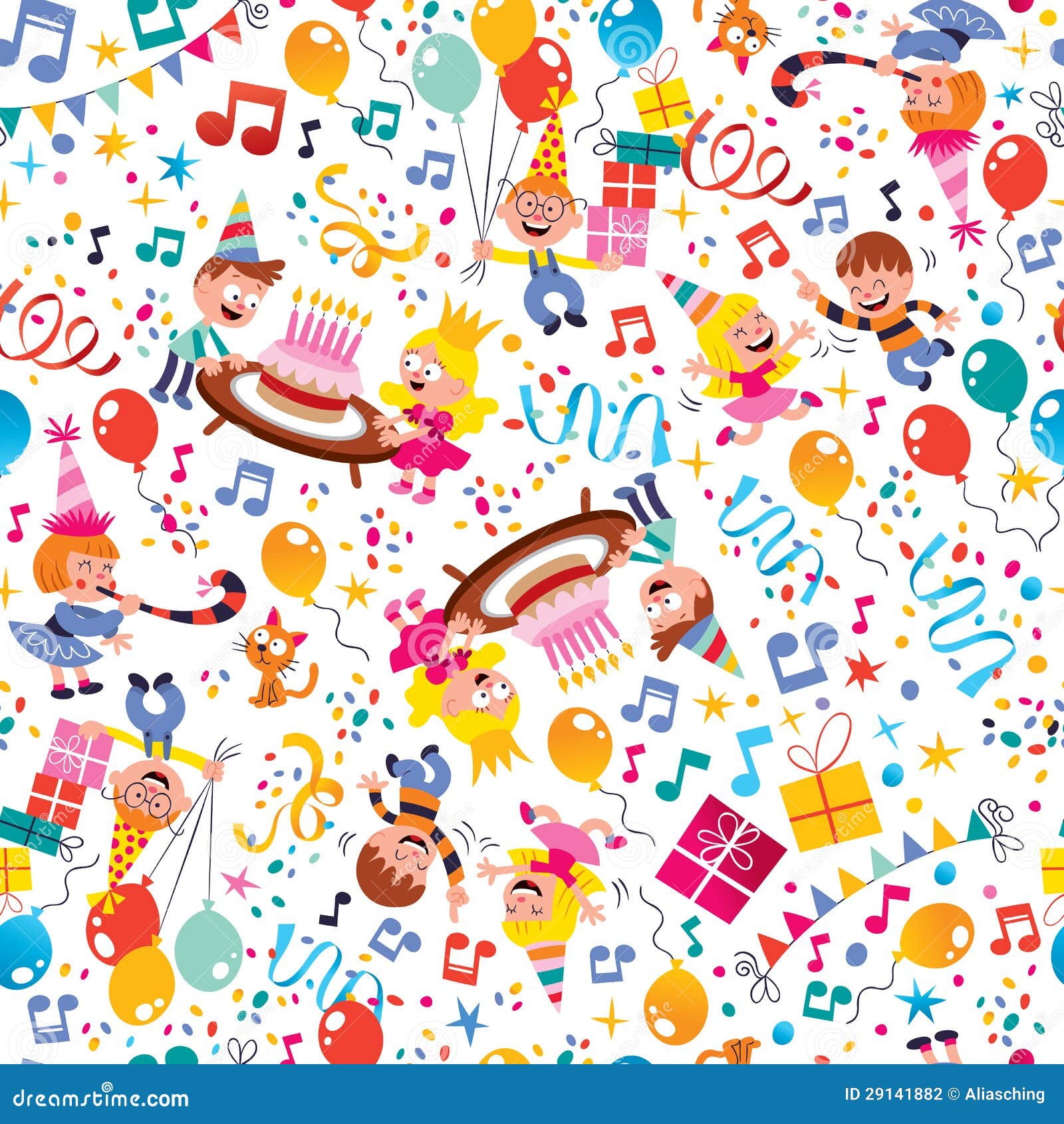 Happy Birthday Kids Party Pattern Stock Vector - Illustration of ...