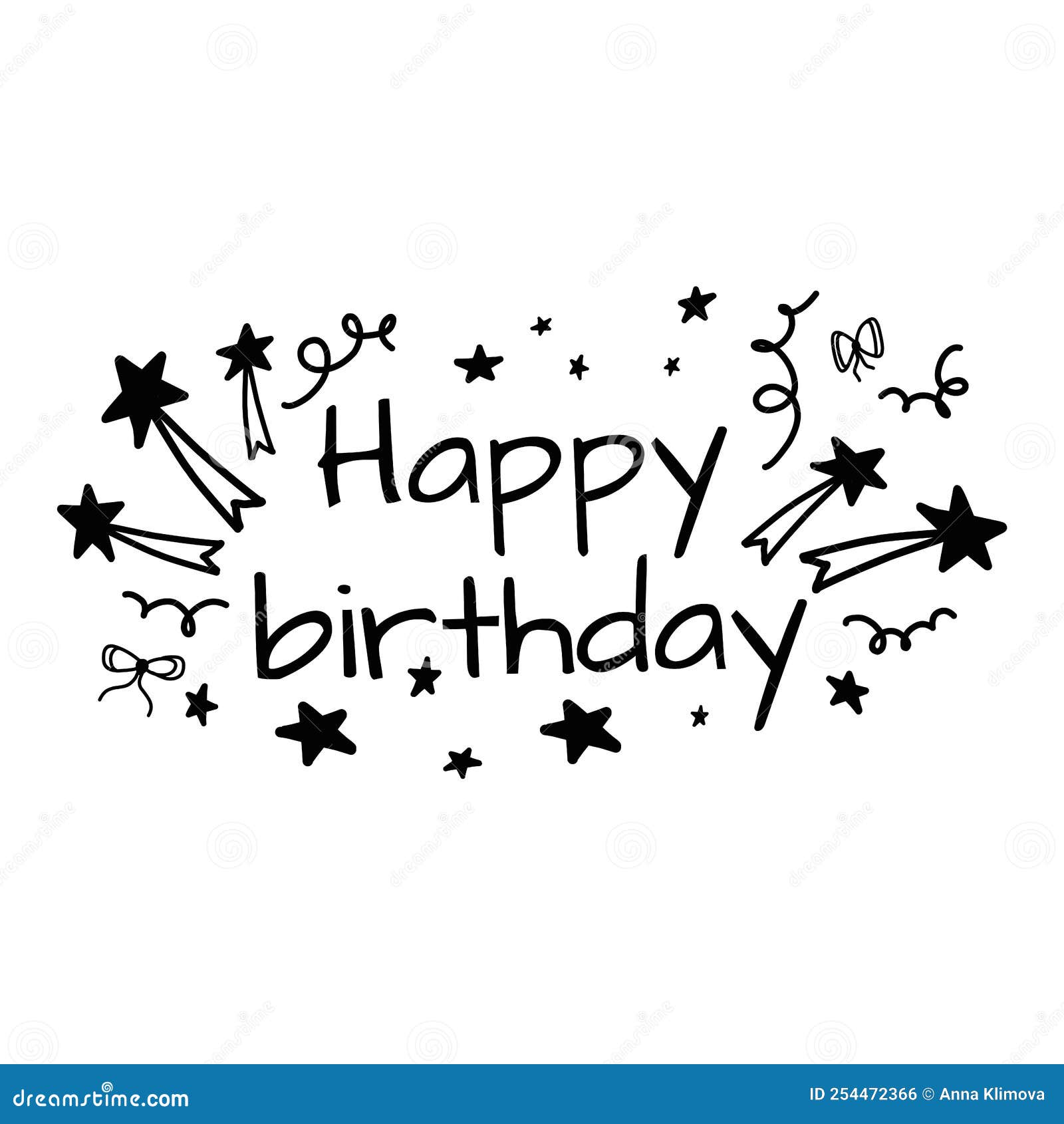 Happy Birthday Lettering with Doodle Style Elements Stock Vector ...
