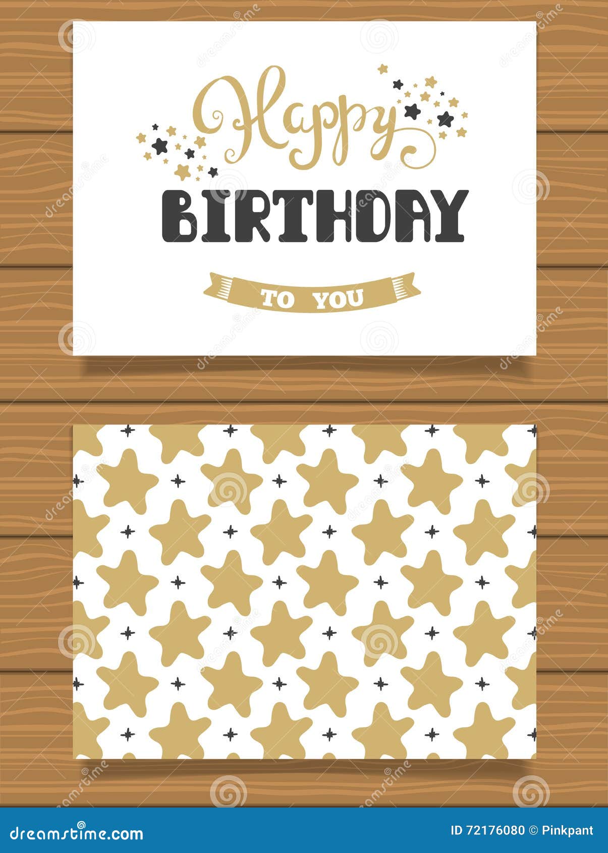 Happy Birthday. Lettering Greeting Card and Its Reverse Side with an ...