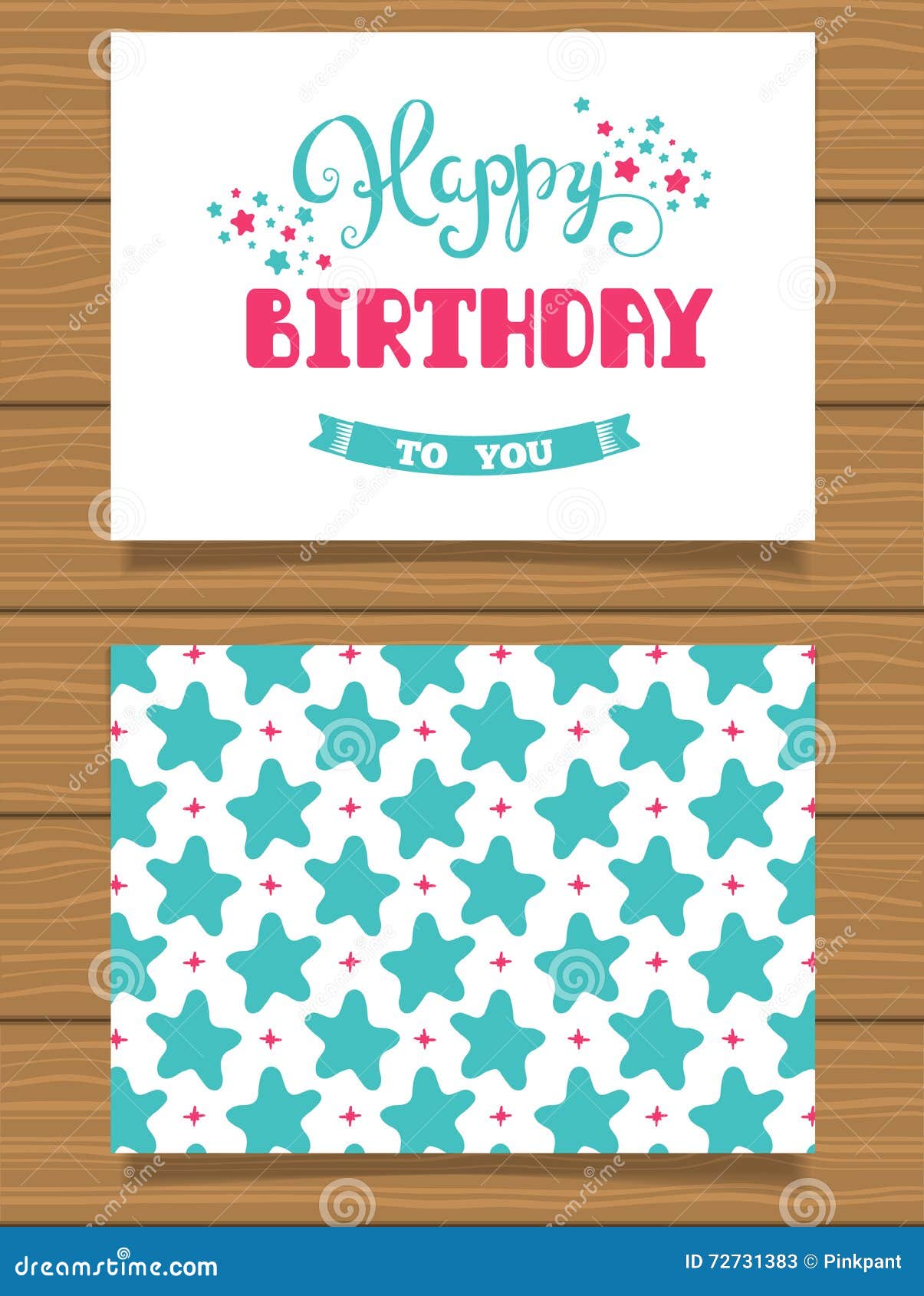 Happy Birthday Lettering Greeting Card and Its Reverse Side with an ...