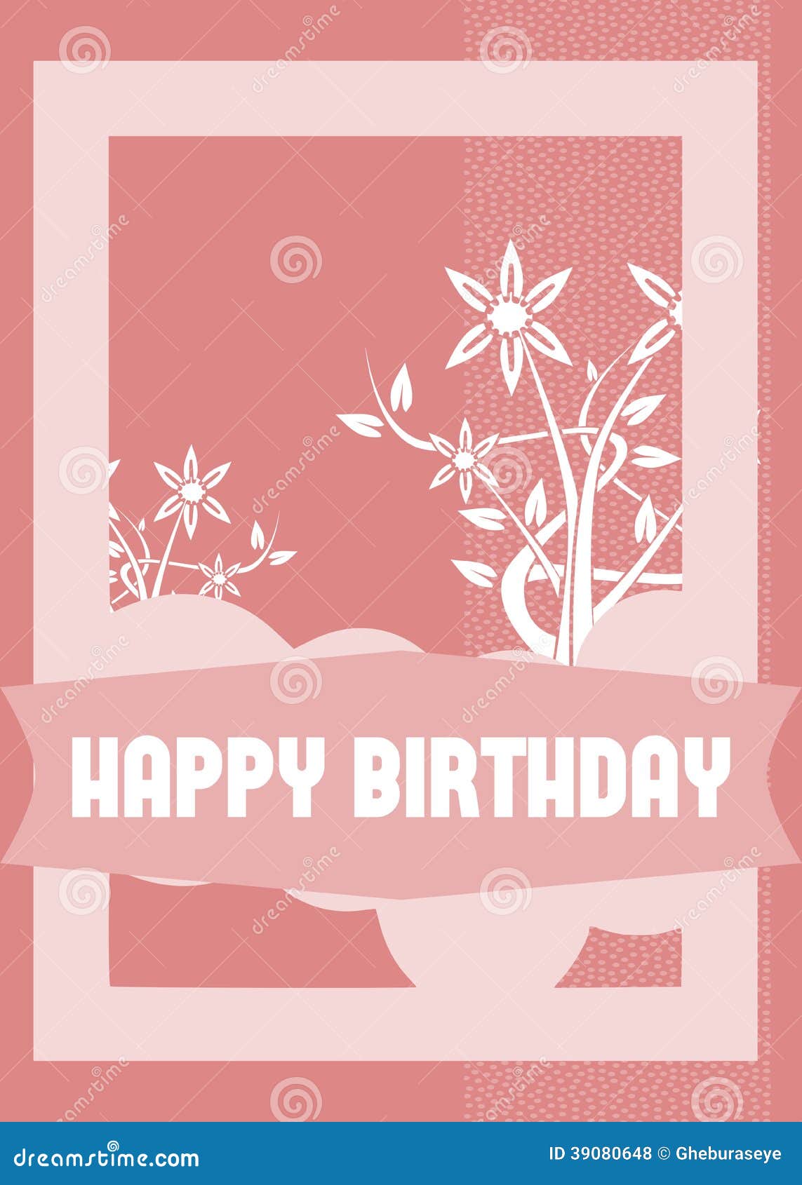 Nice Happy Birthday Greeting Card with Flowers Stock Illustration ...