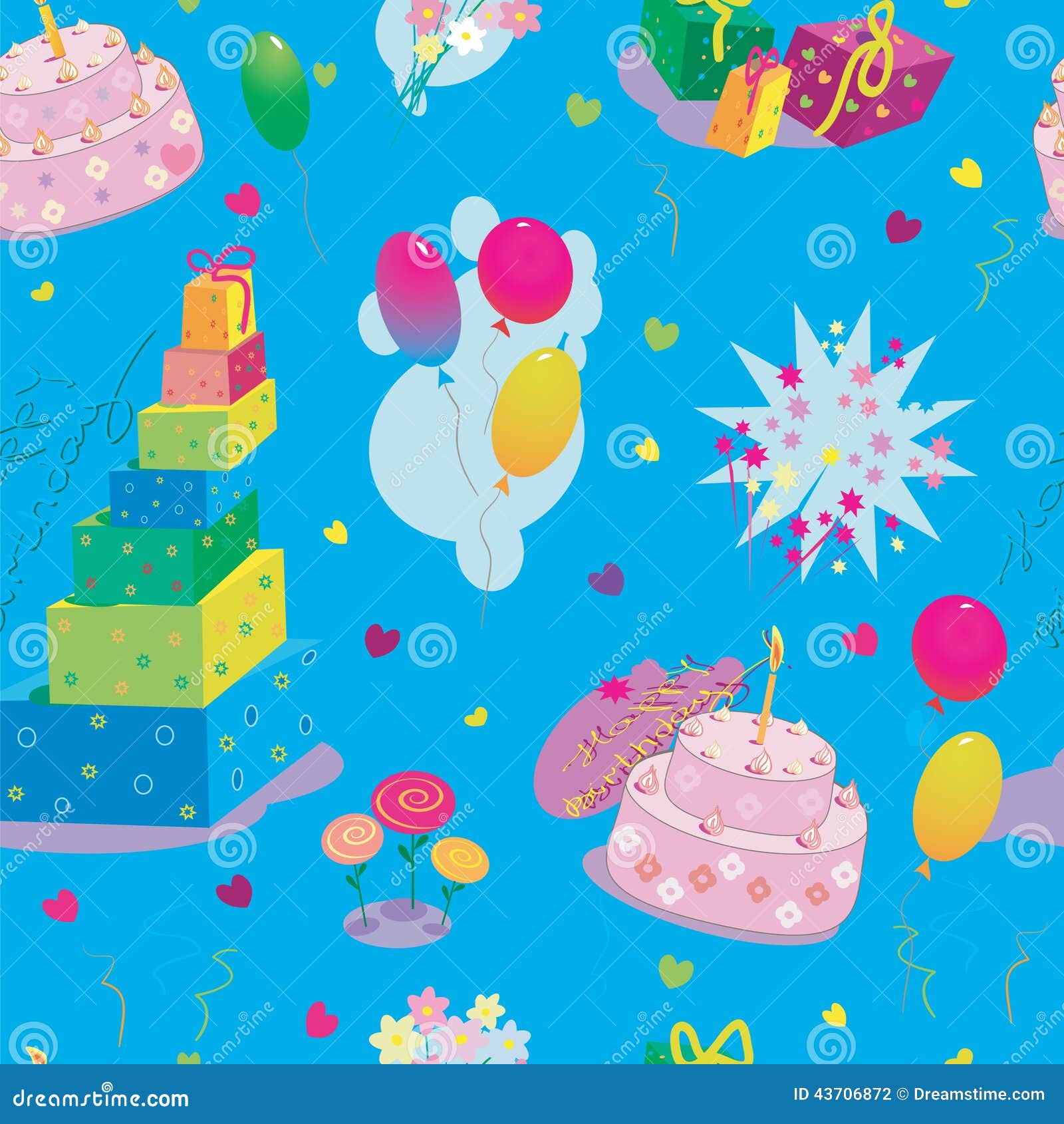 Happy Birthday Paper Seamless Pattern in Vector Stock Vector ...